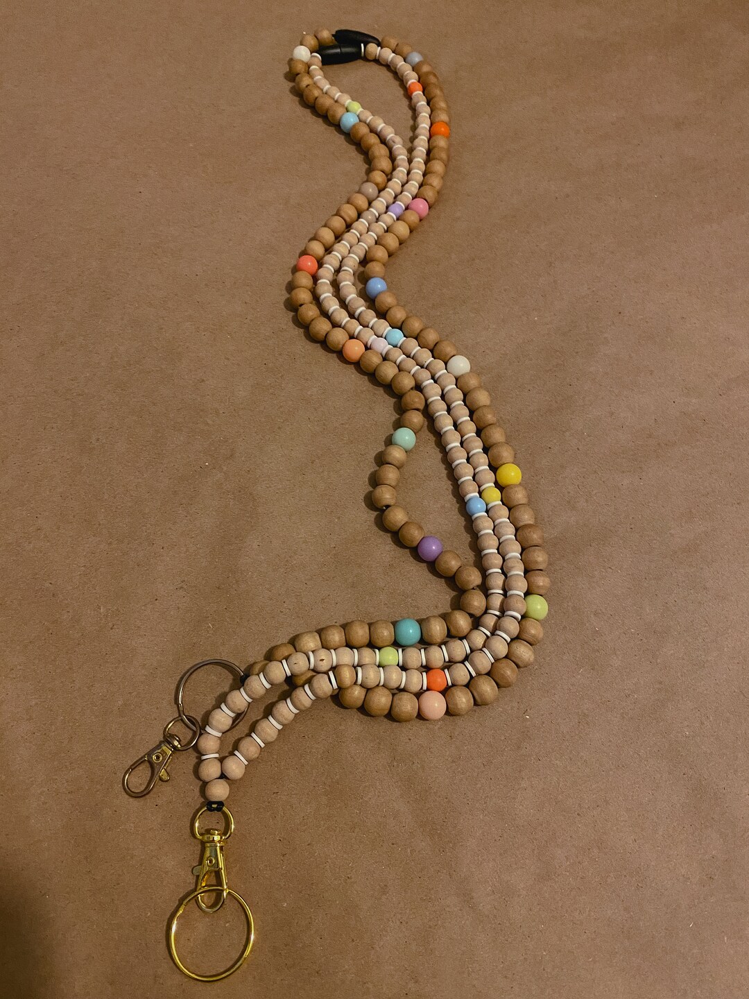 Wood Bead Break Away Lanyard With Badge Holder - Etsy
