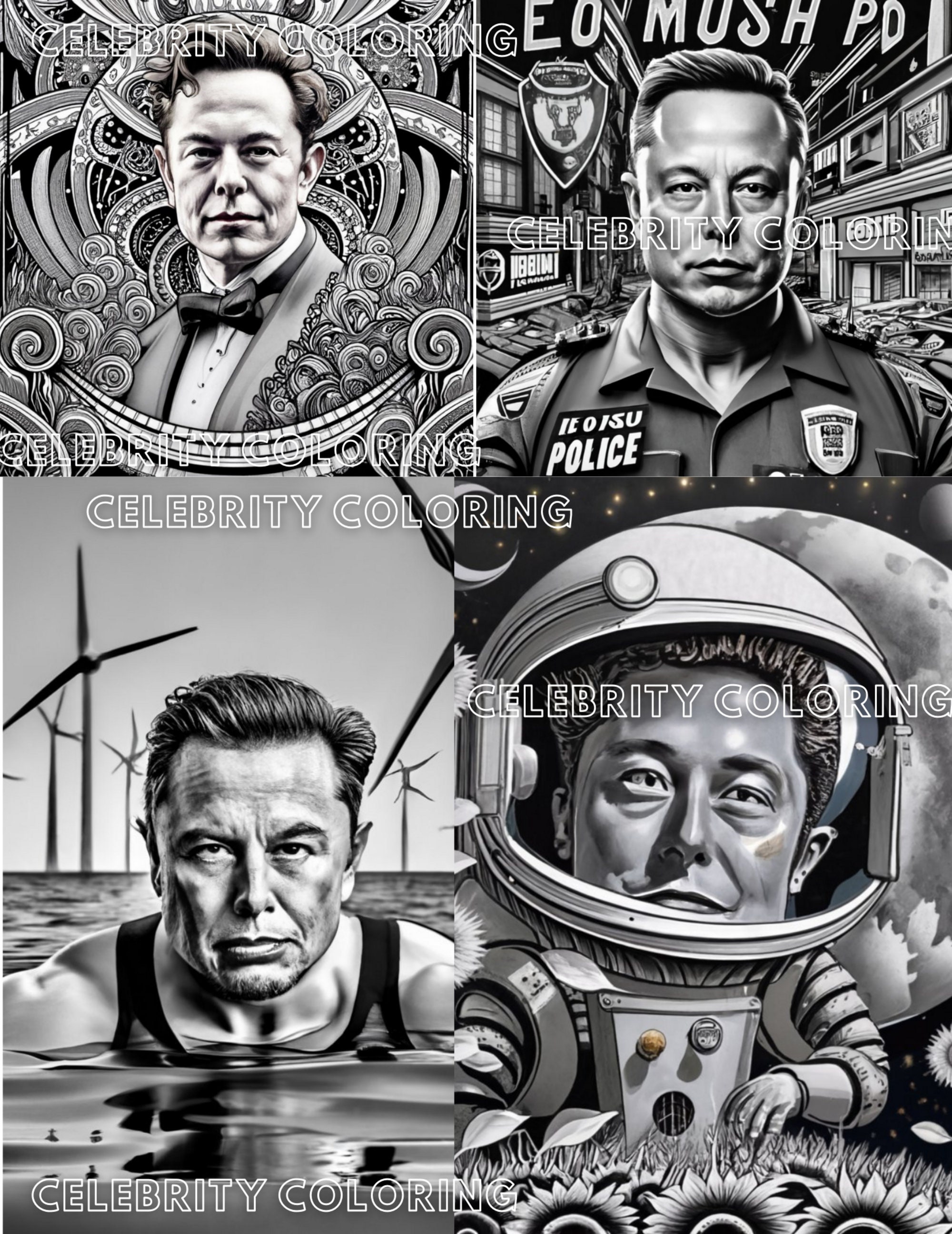 100 Elon Musk Coloring Pages Variety of Inspired Styles - Etsy