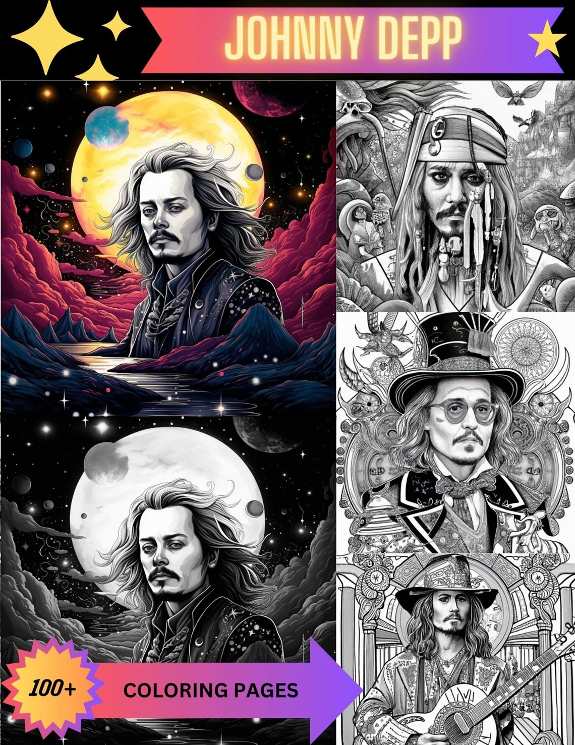 100+ Johnny Depp Coloring Pages | Variety of Inspired Styles ...