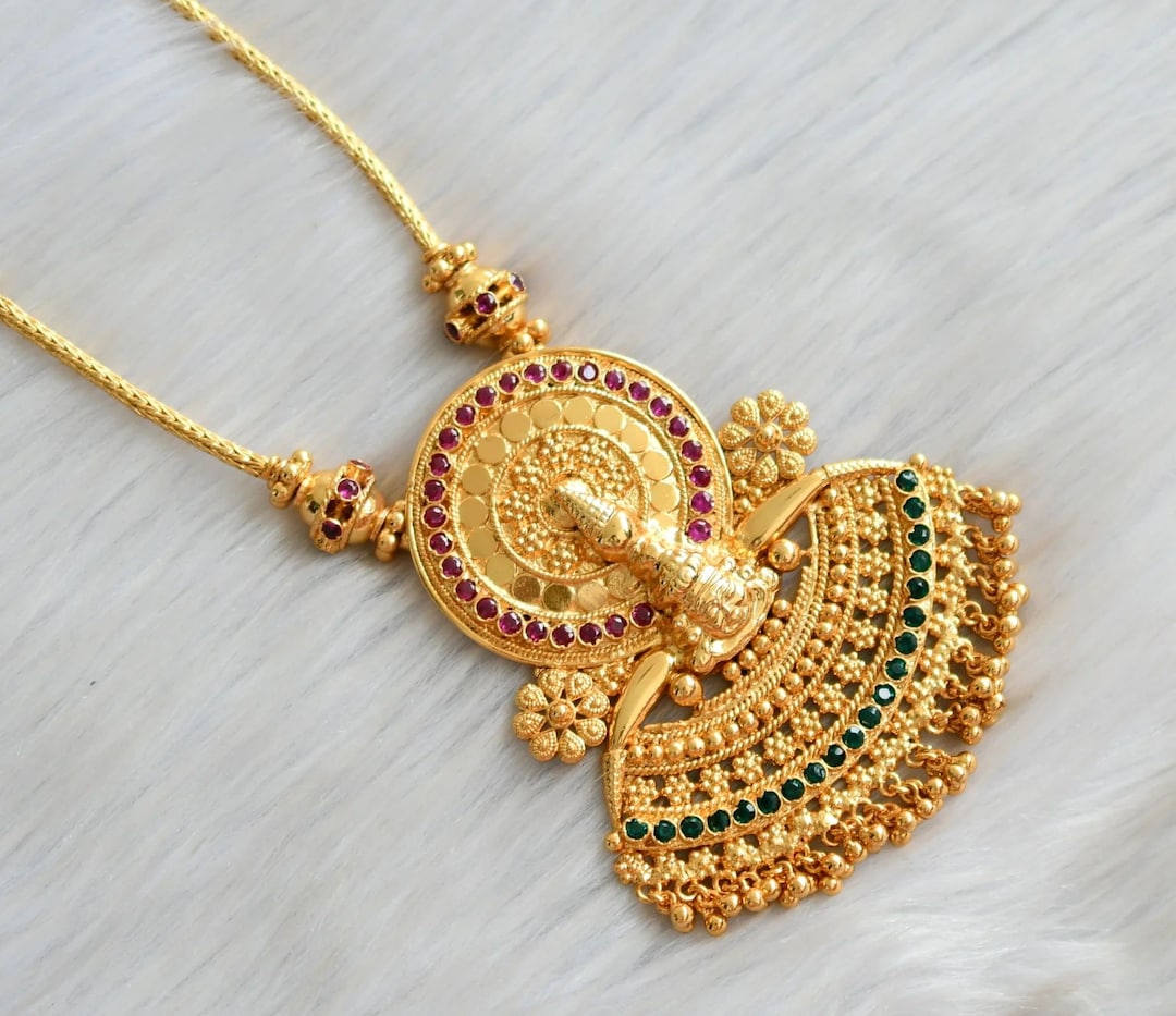 Gold Tone Pink-green Kerala Kathakali Necklace - Etsy