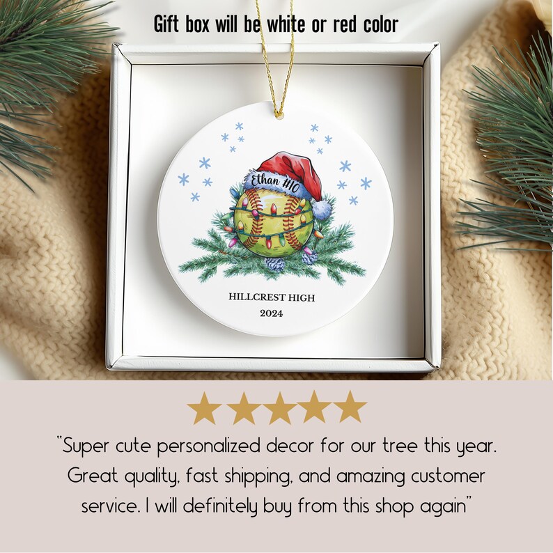 Custom Softball Christmas Ornaments, Personalized Softball Name ...