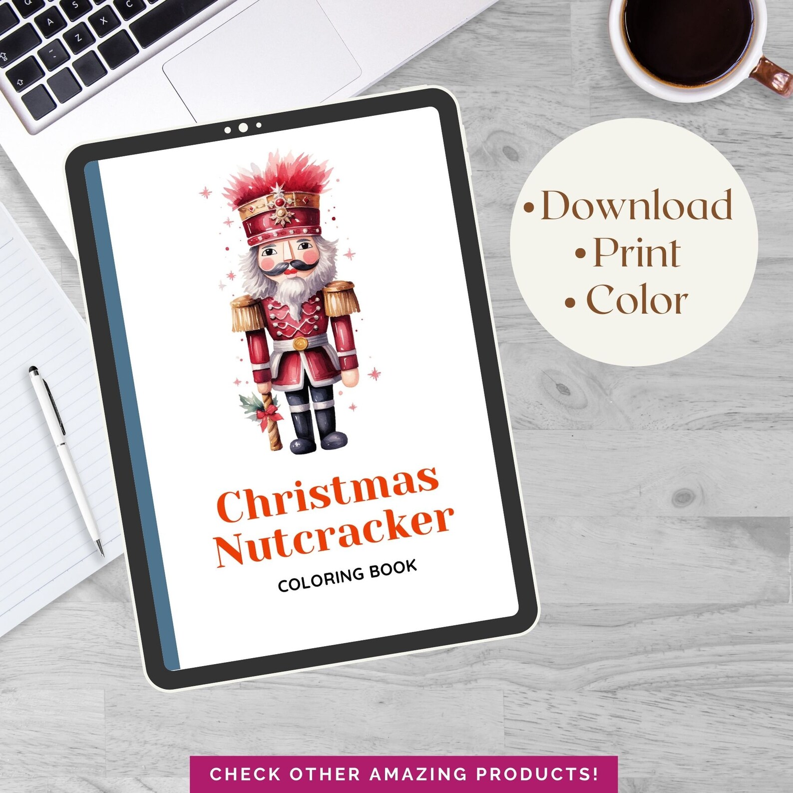 Christmas Nutcracker Coloring Book, Christmas Activity Book, Xmas ...