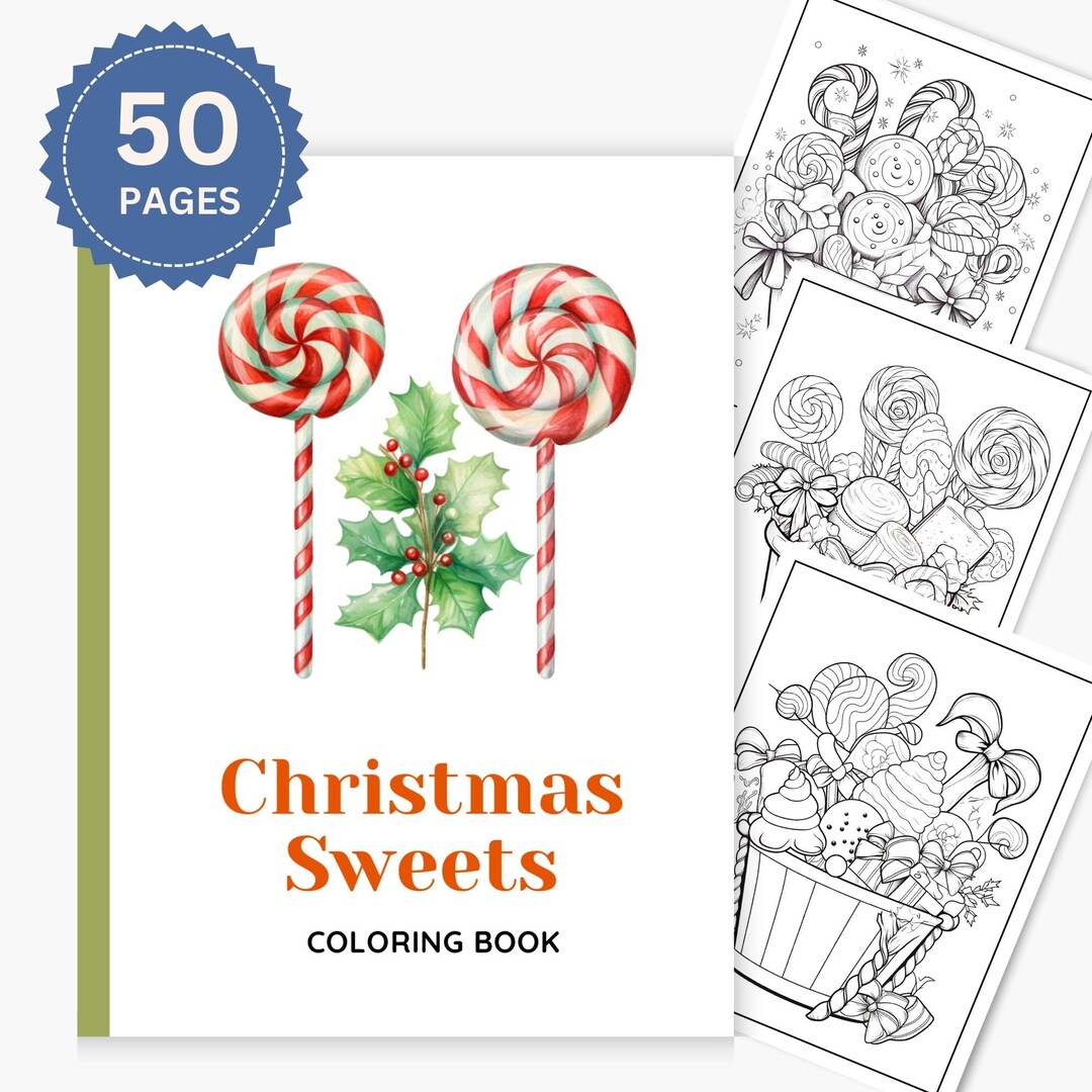 Christmas Sweets Coloring Book, Christmas Activity Book, Sweet Basket ...
