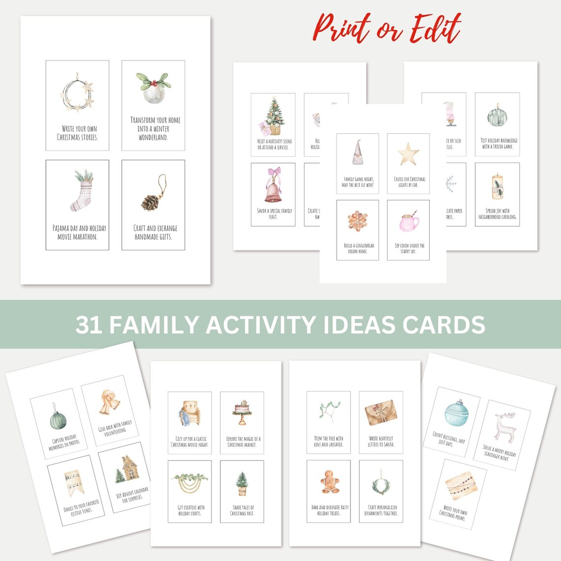Christmas Countdown Printable, Printable Advent Calendar, Customizable ...