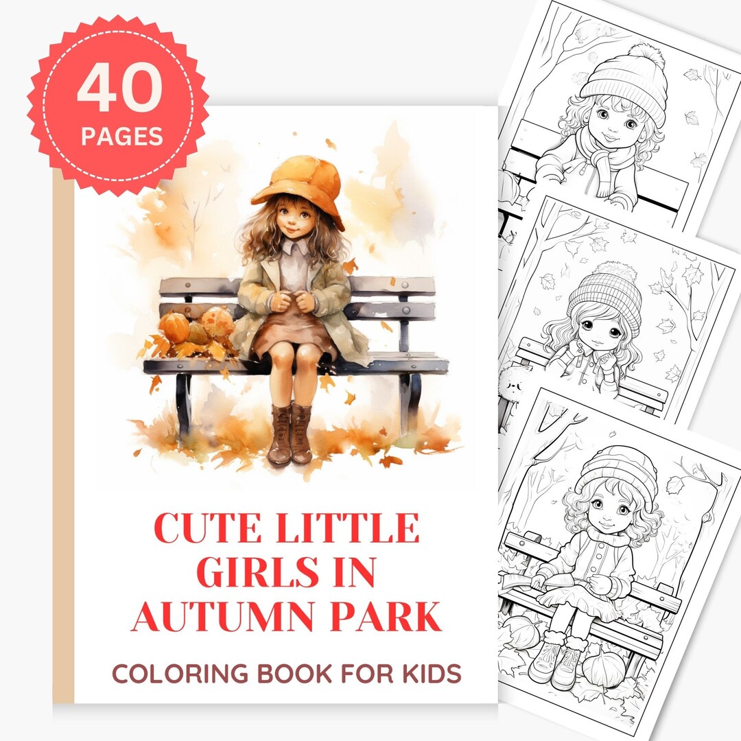 Autumn Coloring Book, Little Girls Fall Theme Coloring Book, Gift for ...