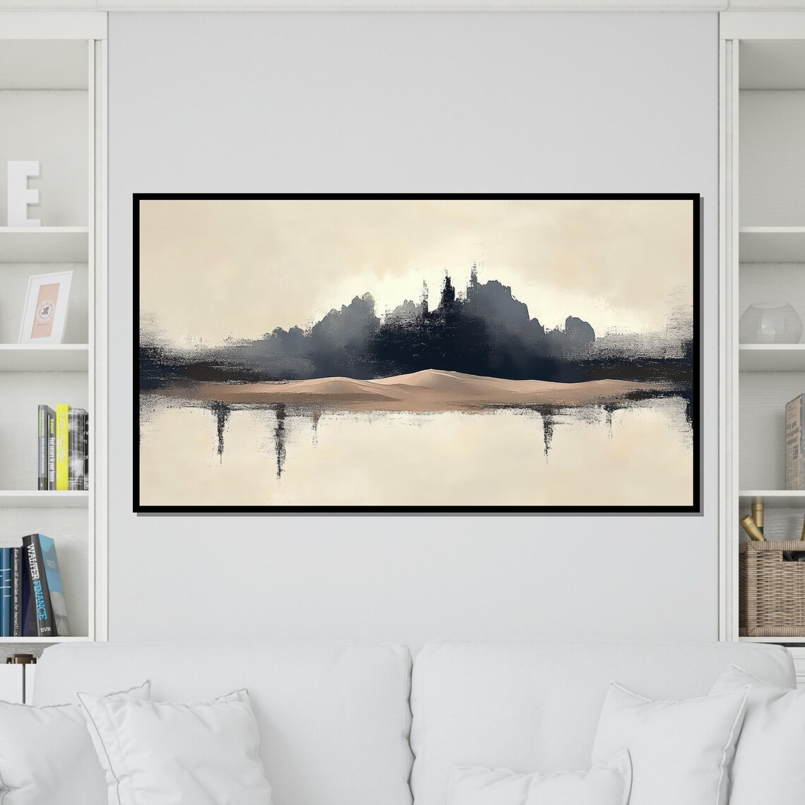 Desert Mirage Canvas, Abstract Landscape Art, Neutral Tones Wall Print ...