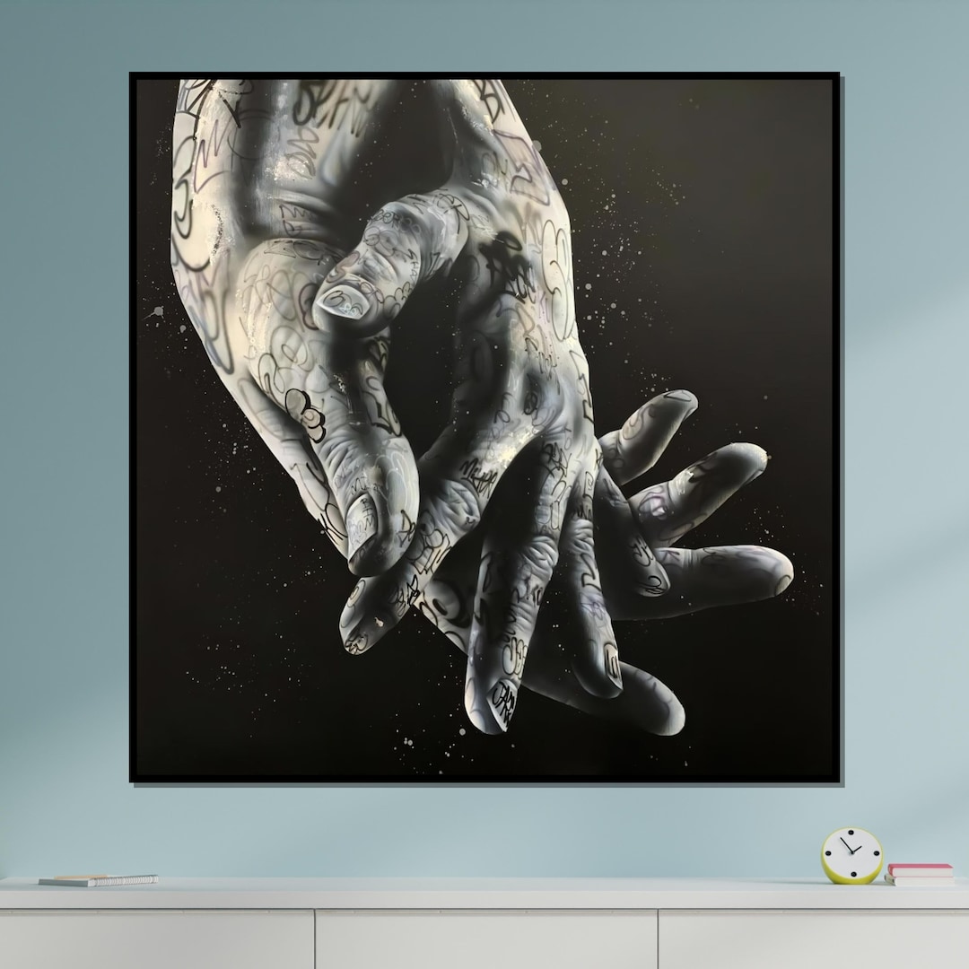 Graffiti Hands Canvas Art, Street Art Poster, Tattooed Hands Wall Print ...