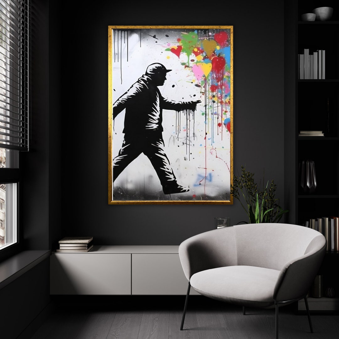 Black Street Graffiti Balloons Wall Art on Canvas, Modern Home Decor ...