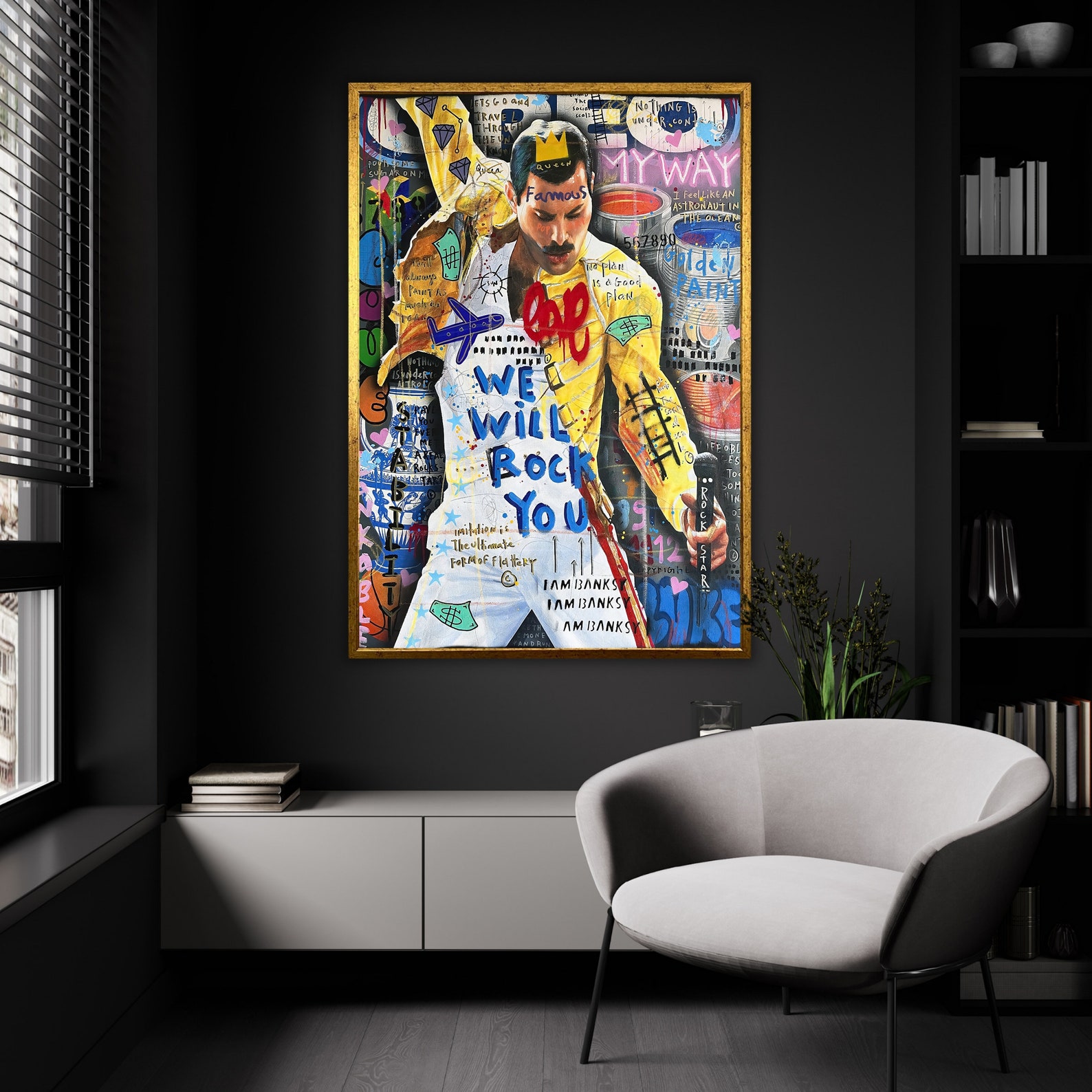 Queen Fredy Mercury Canvas Wall Art Print, Ready to Hang Decor, Music ...