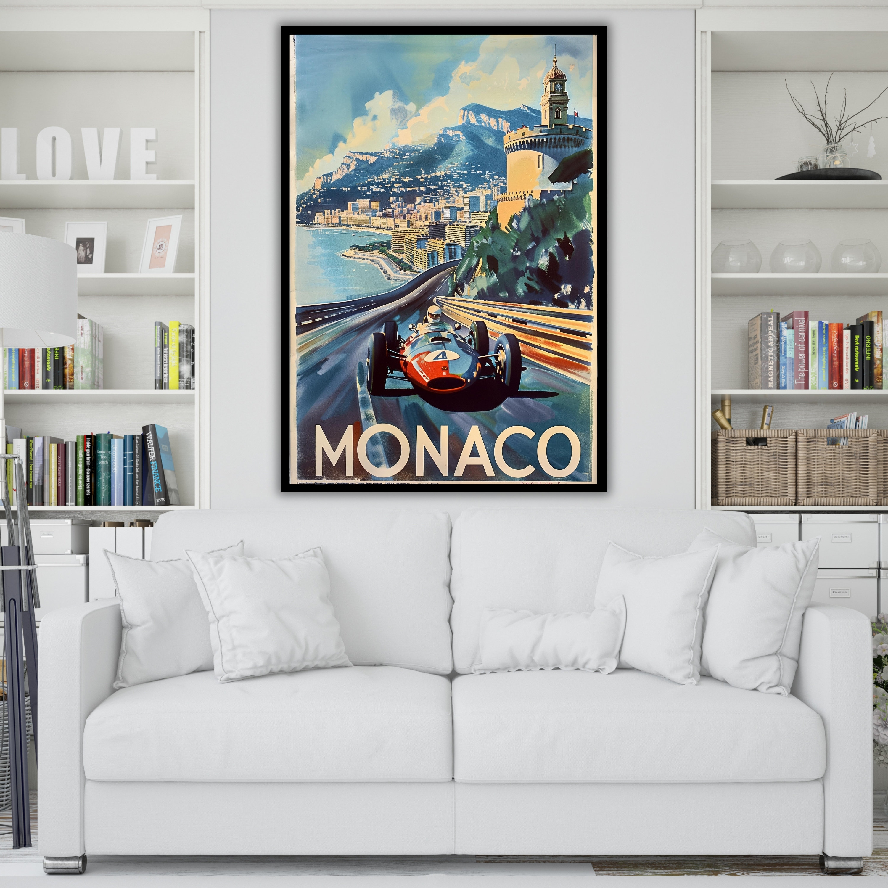 Monaco Grand Prix Vintage Series Canvas Wall Art, Race Through Riviera ...