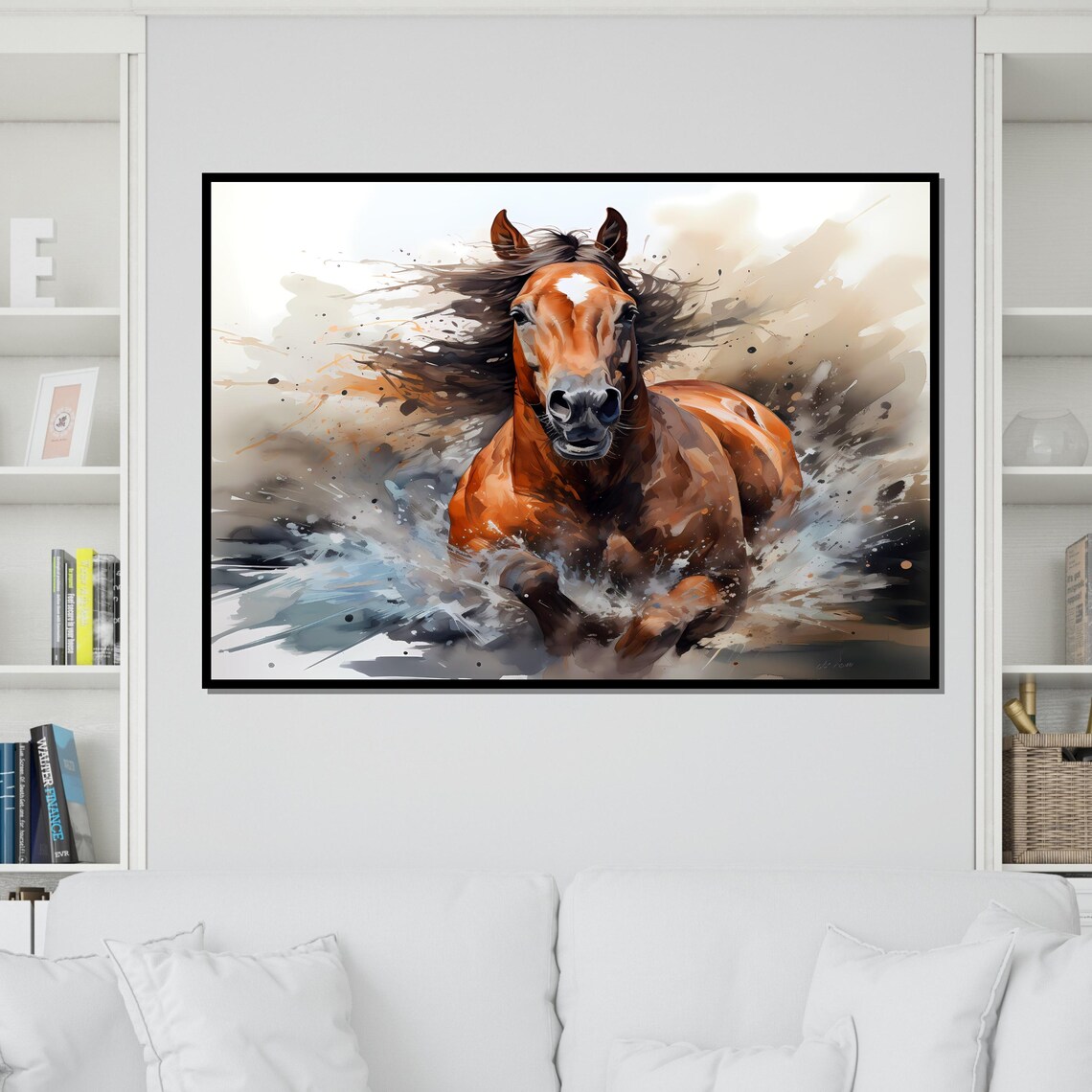 Dynamic Horse Splash Art, Horse Canvas Wall Art, Speed and Splash ...