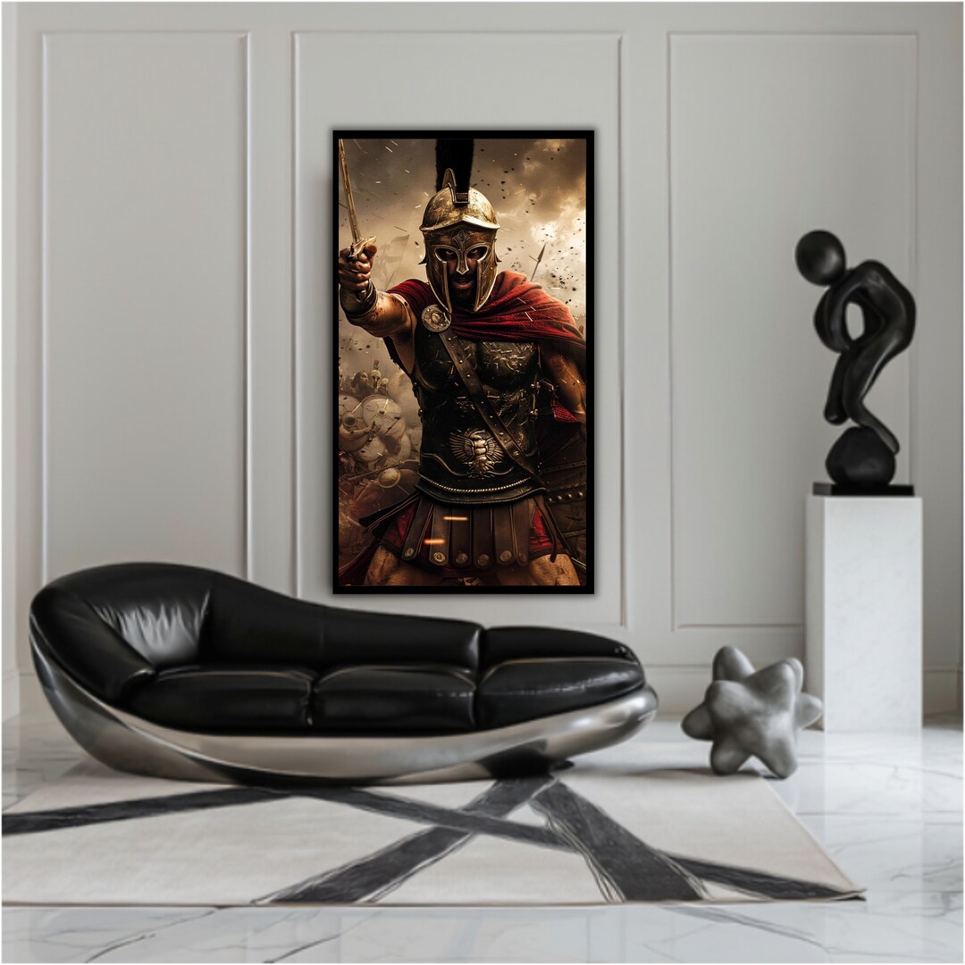 Heroic Spartan Charge Canvas, Ancient Warrior Wall Art, Ready to Hang ...