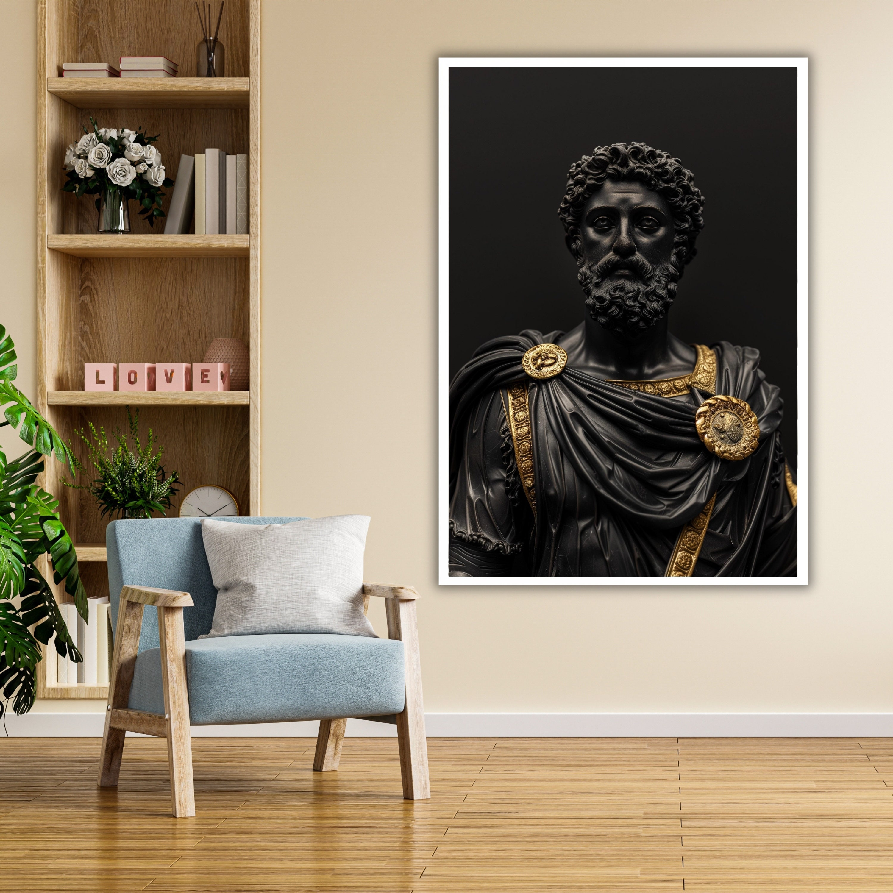 Regal Marcus Art, Stoic Emperor Art Canvas, Roman Statue Print, Noble ...