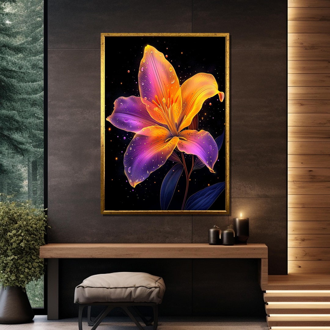 Cosmic Lily Canvas Print, Space-themed Floral Art, Galaxy Botanical ...