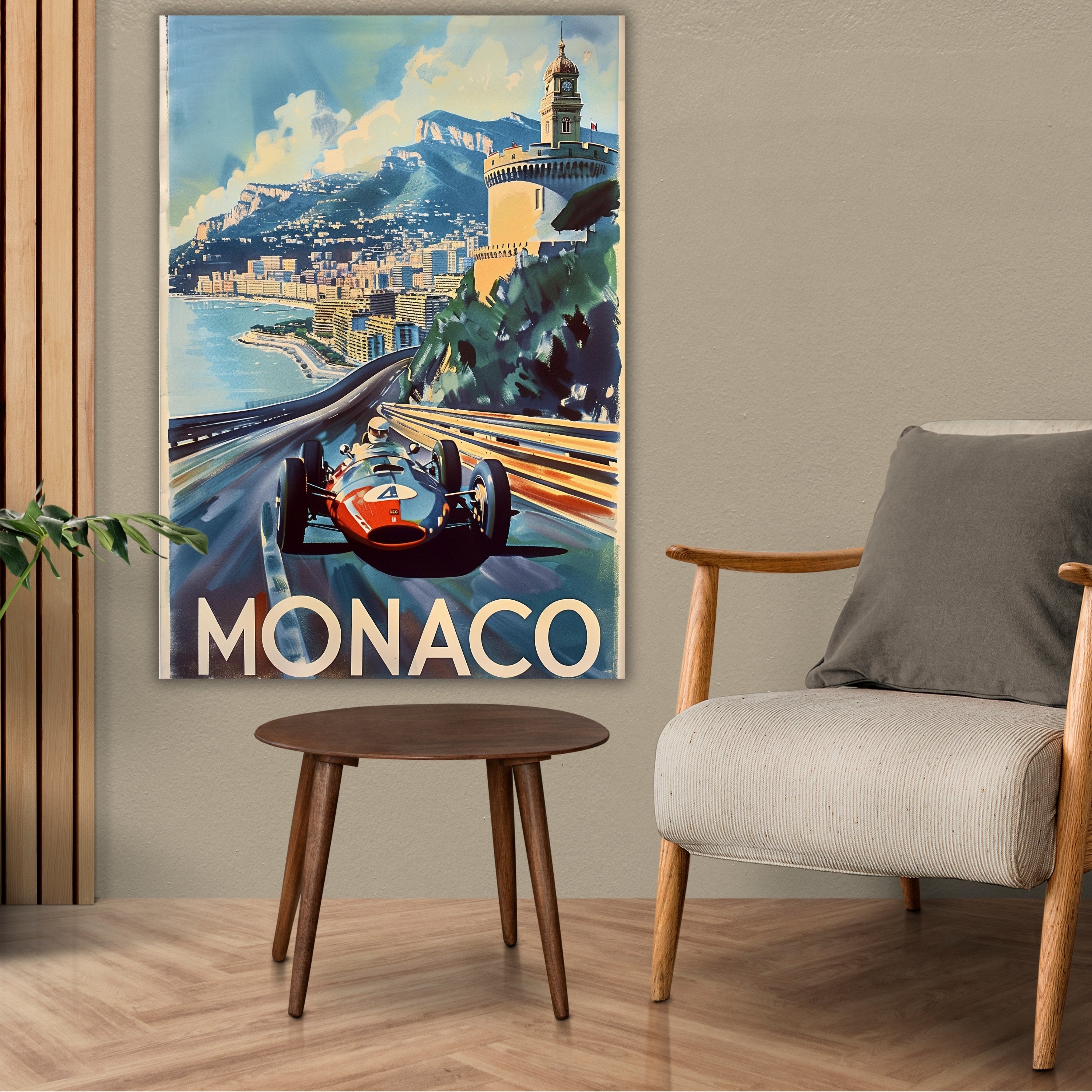 Monaco Grand Prix Vintage Series Canvas Wall Art, Race Through Riviera ...