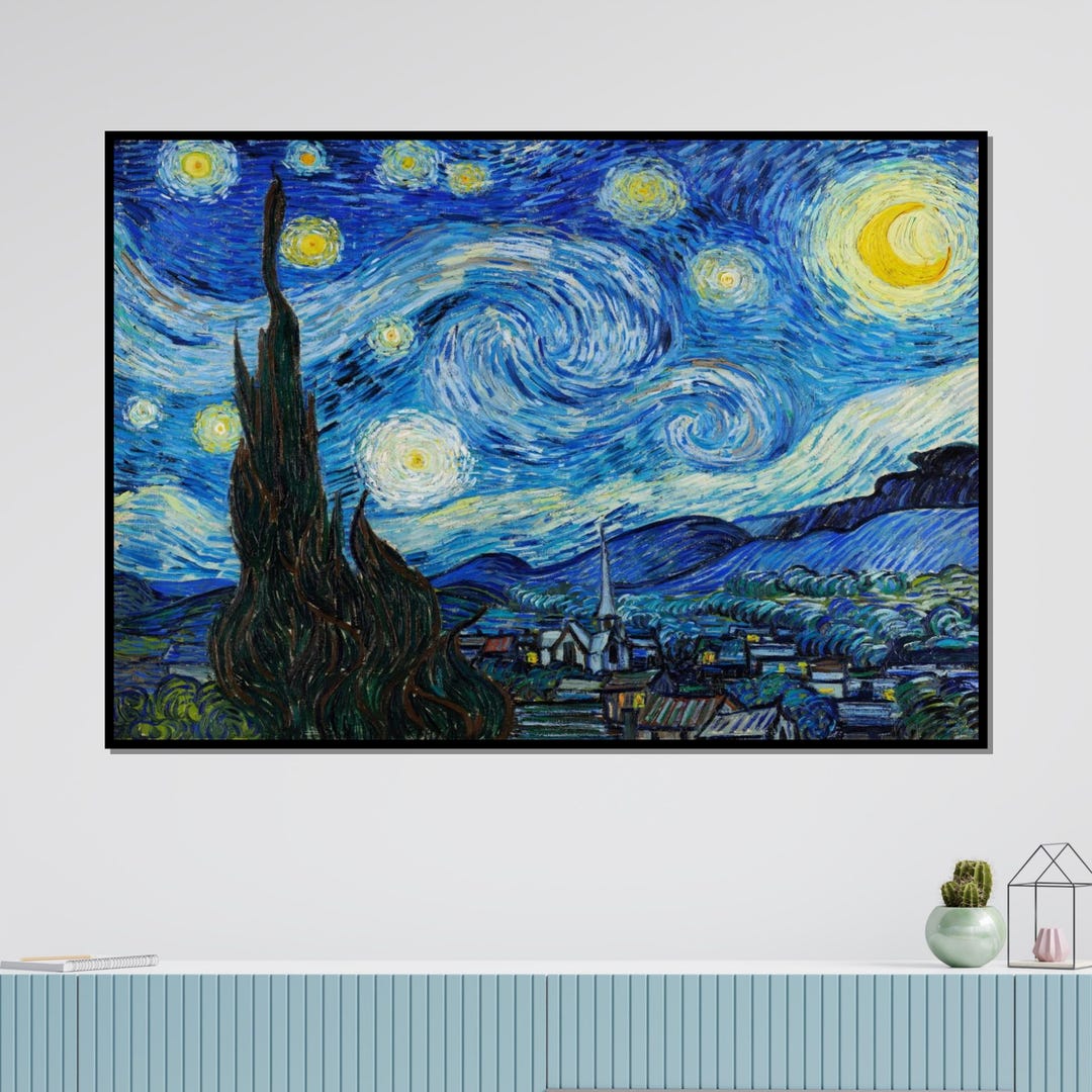 Starry Night Canvas, Van Gogh Night Sky Art, Swirling Sky Print ...