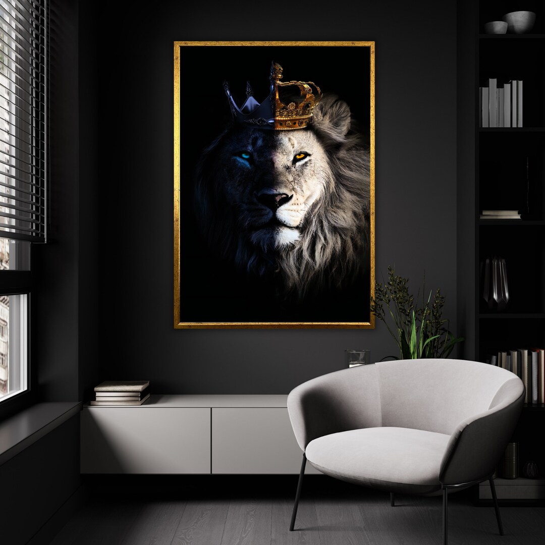 Regal Majesty: Lion King Canvas Art, Royal Wildlife Portrait, Majestic ...