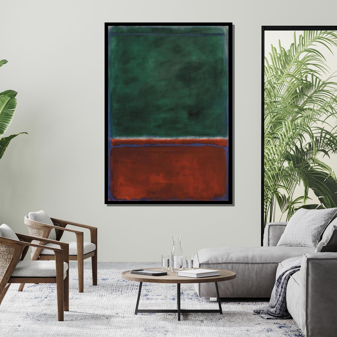Rothko Green and Red Canvas, Abstract Color Field Art, Modern ...
