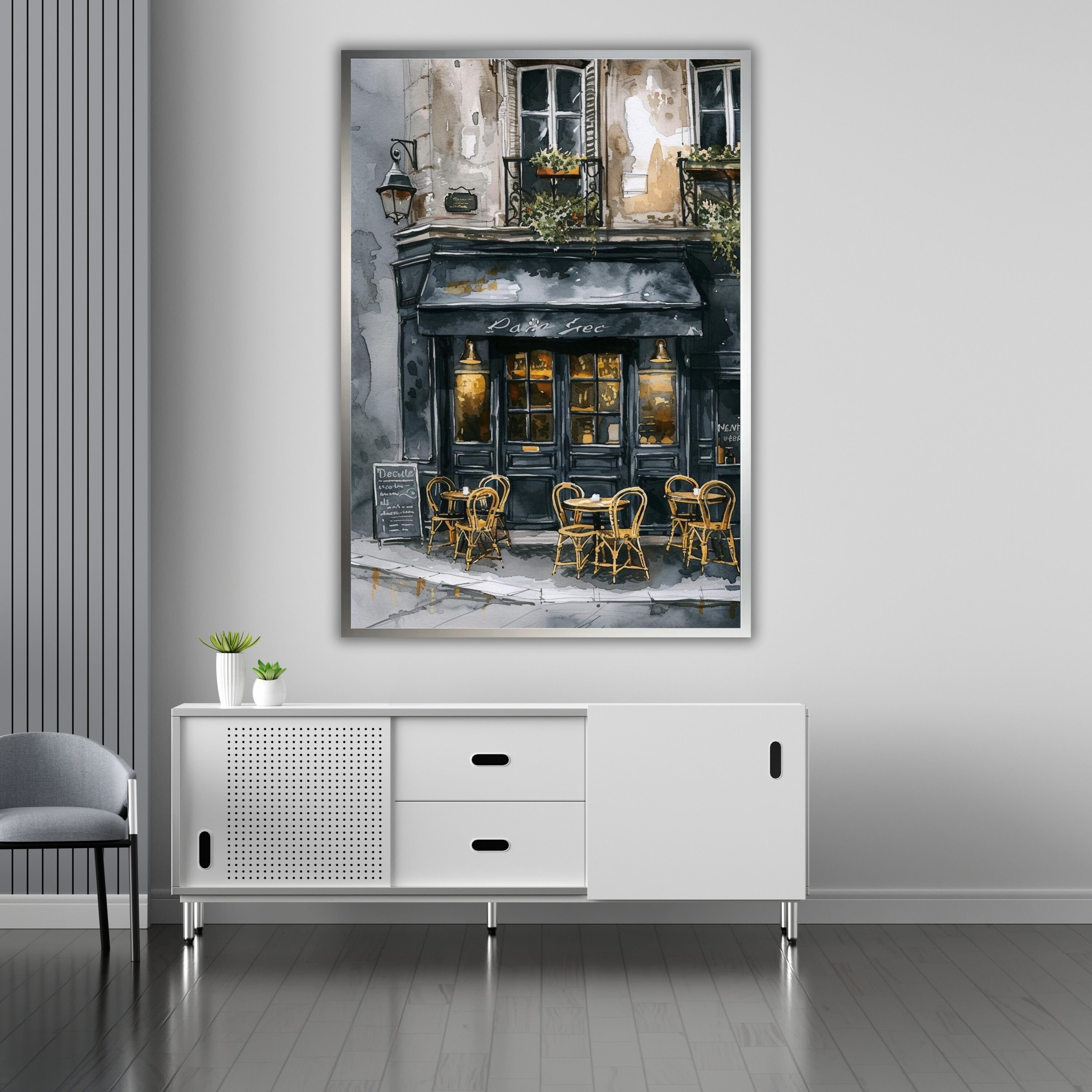 Charming Parisian Café Street Scene Canvas, Vintage Bistro Art, Chic ...