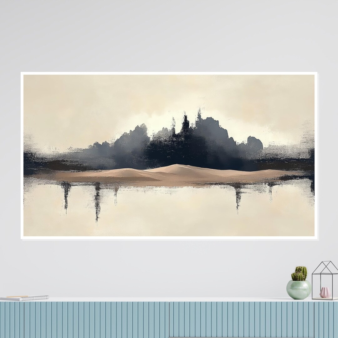 Desert Mirage Canvas, Abstract Landscape Art, Neutral Tones Wall Print ...