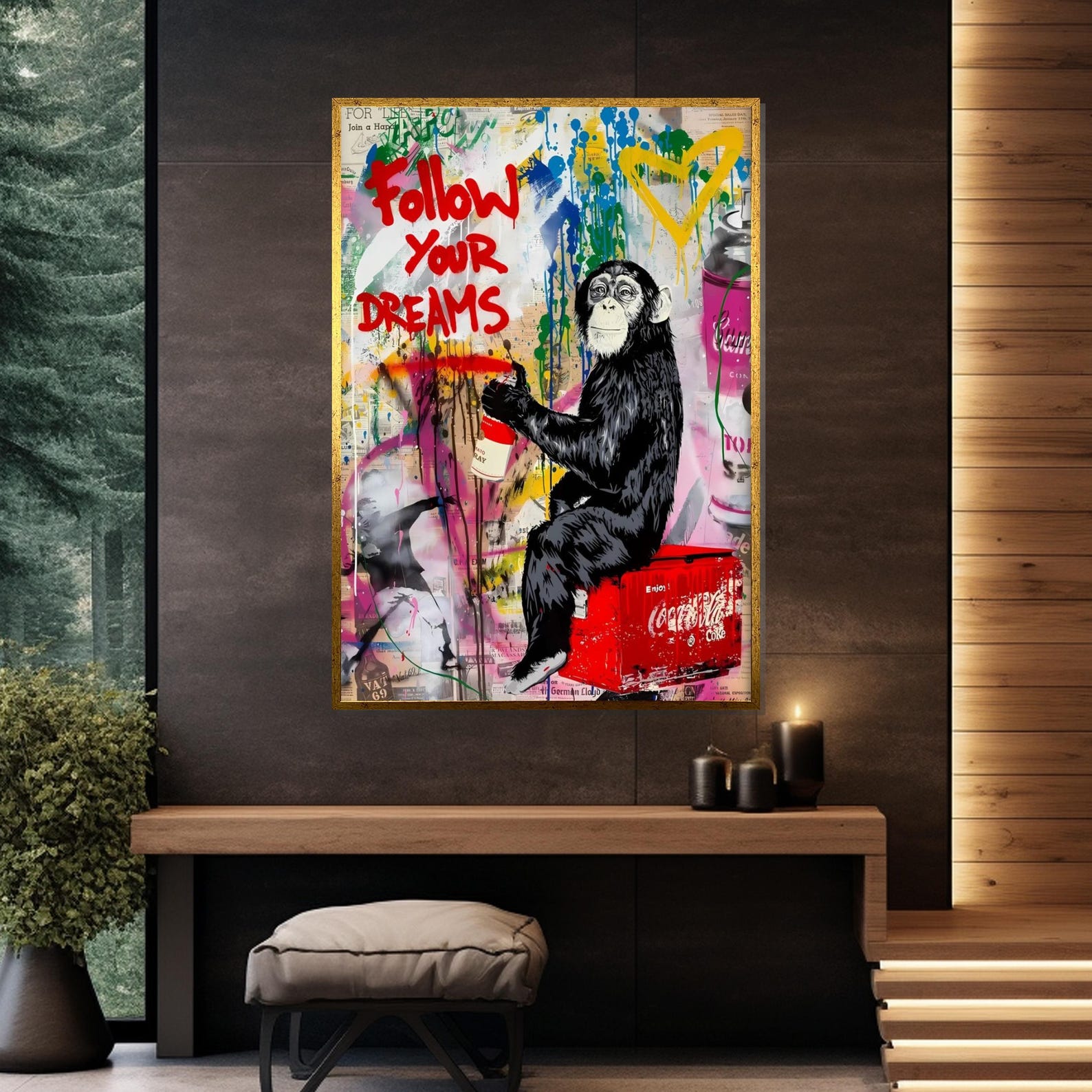 Graffiti Chimp Canvas, Urban Art Poster, Inspirational Wall Art, Animal ...