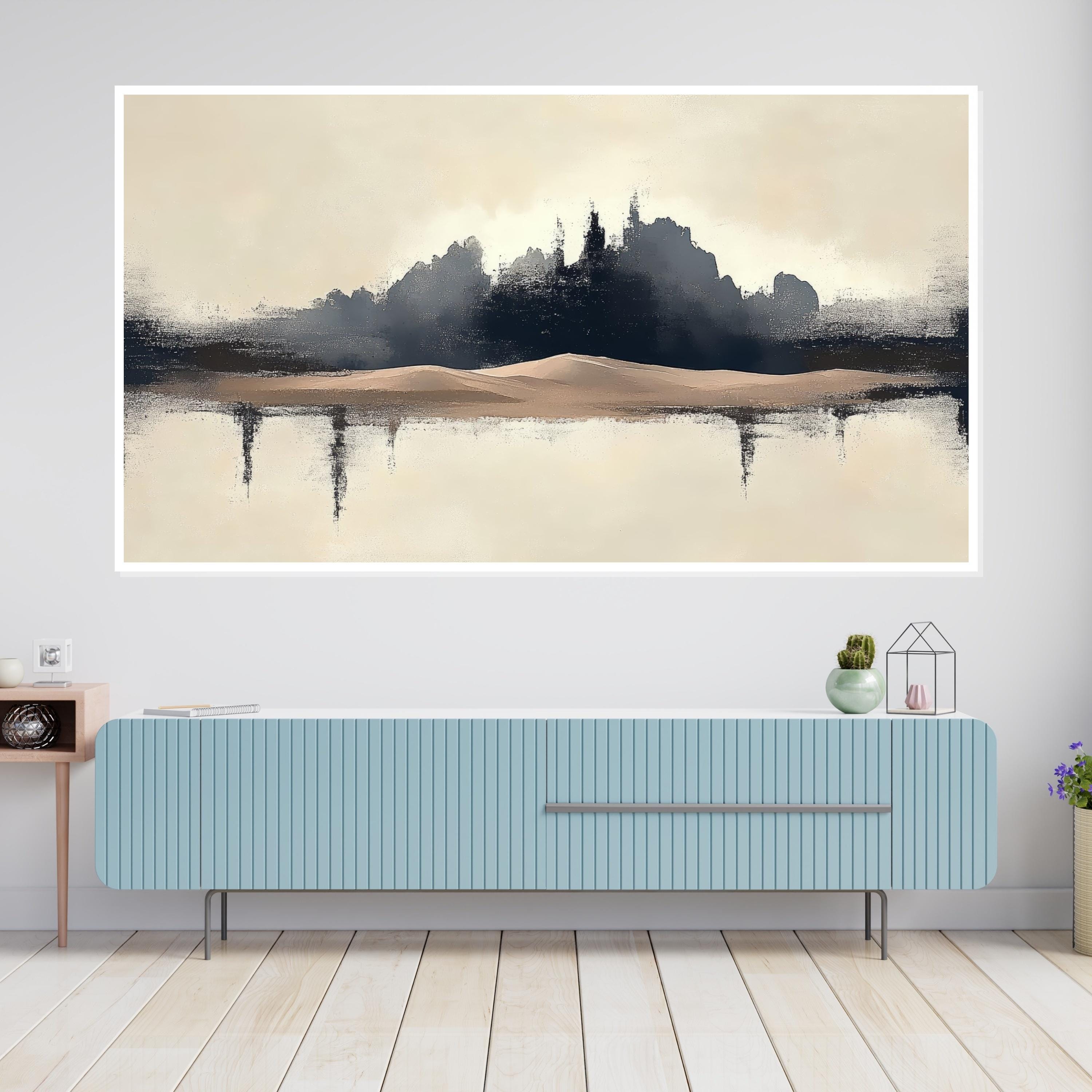 Desert Mirage Canvas, Abstract Landscape Art, Neutral Tones Wall Print ...