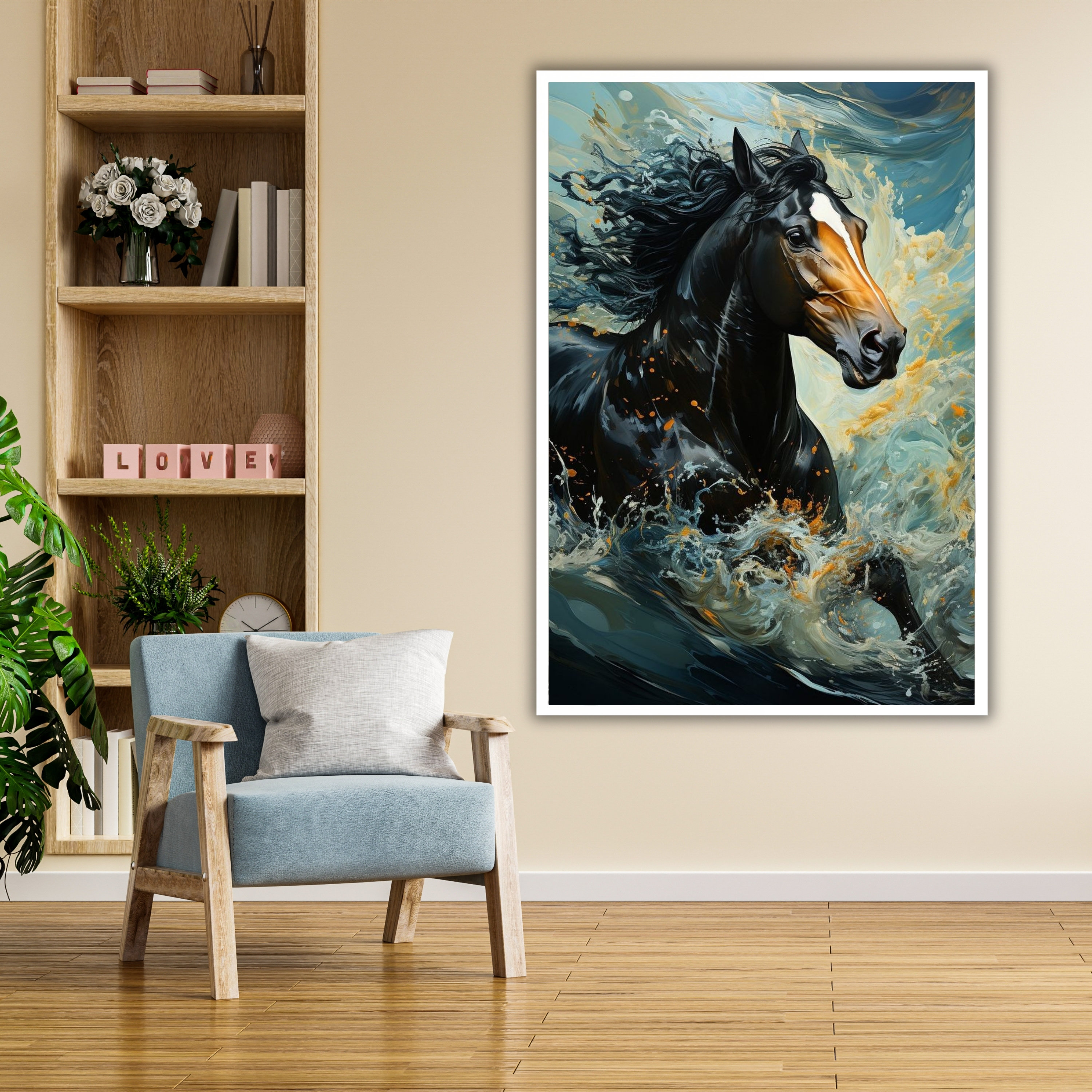 Dynamic Horse Art Print, Aquatic Gallop Canvas Wall Art - Etsy