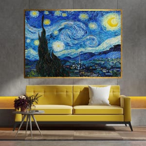 Starry Night Canvas, Van Gogh Night Sky Art, Swirling Sky Print ...
