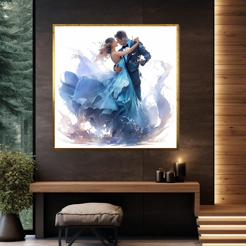 Elegance in Motion, Couple Dancing Canvas, Romantic Wall Art, Dance ...