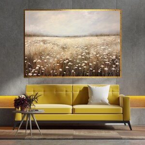 Serene Field Canvas Art, Wildflower Meadow Wall Print, Nature Landscape ...