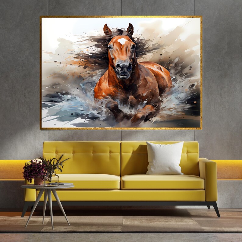 Dynamic Horse Splash Art, Horse Canvas Wall Art, Speed and Splash ...