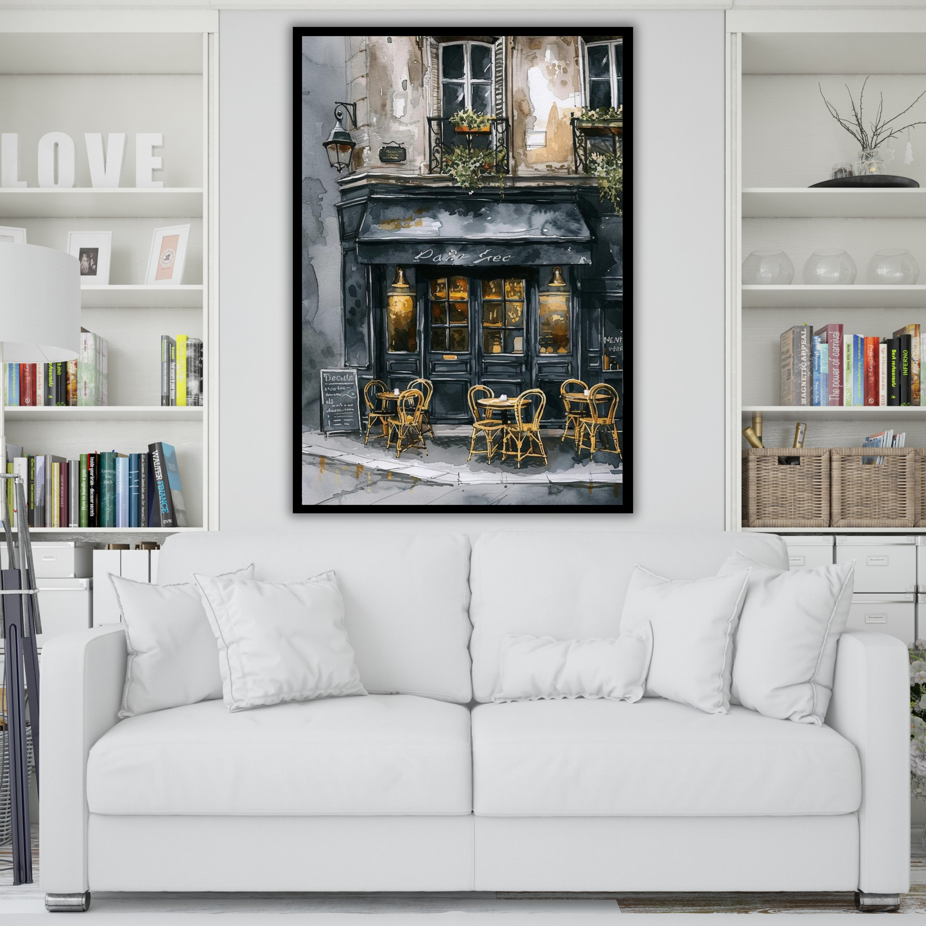 Charming Parisian Café Street Scene Canvas, Vintage Bistro Art, Chic ...