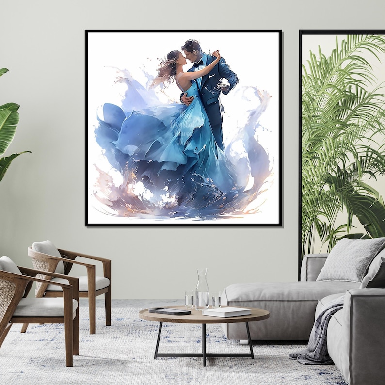 Elegance in Motion, Couple Dancing Canvas, Romantic Wall Art, Dance ...