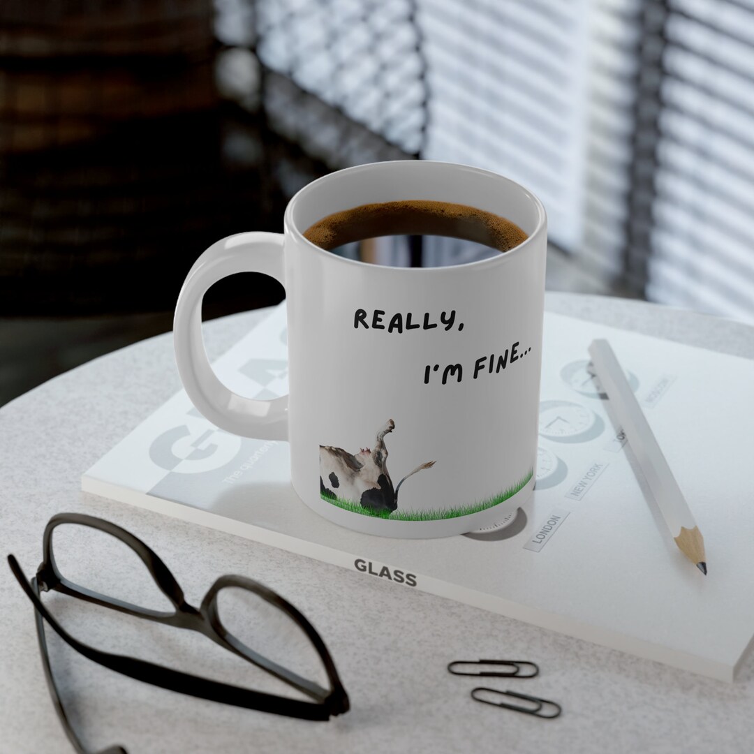 Really, I'm Fine Cow Jumbo Mug, 20oz - Etsy