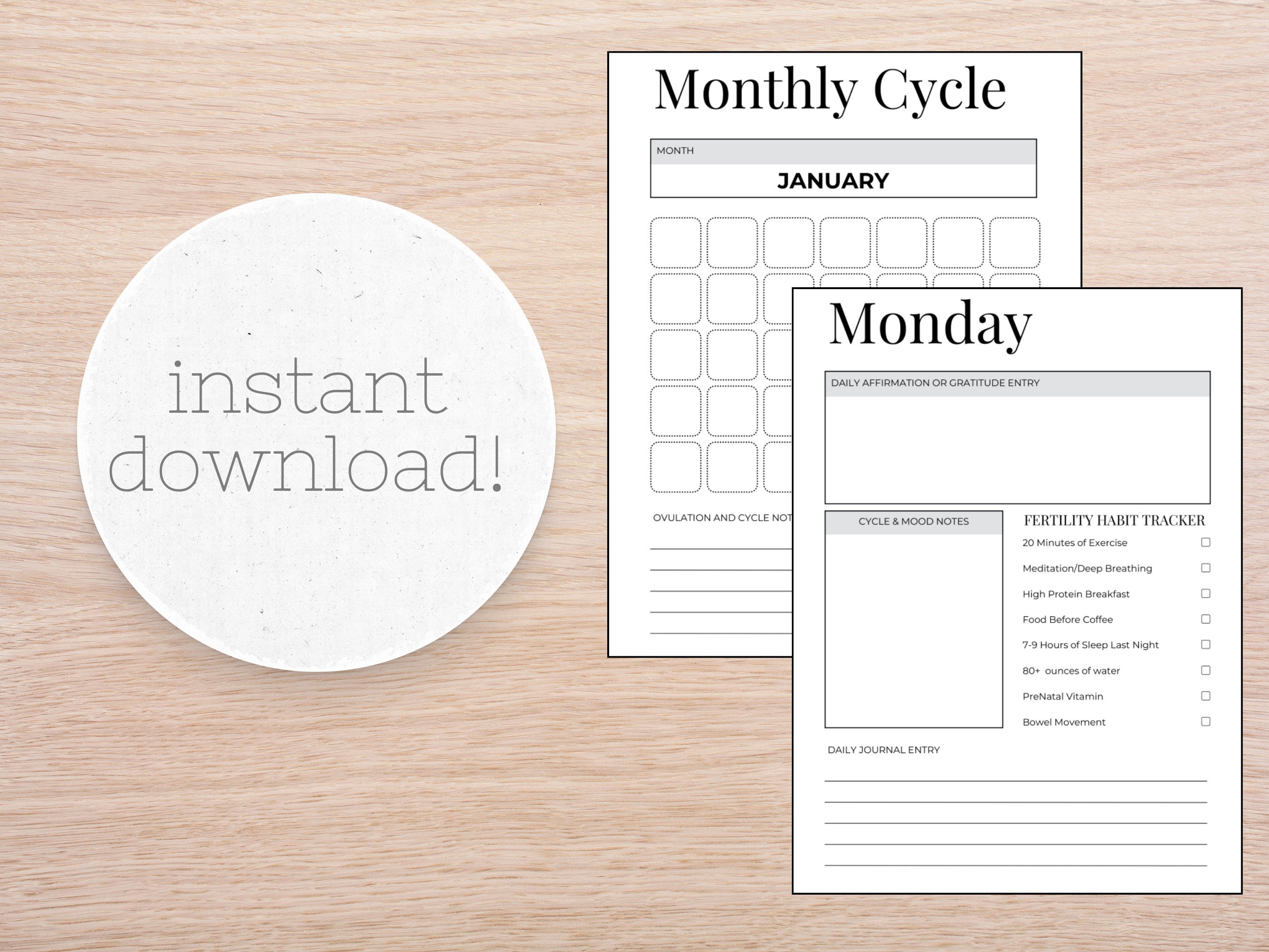 Fertility Habit Tracker & Monthly Cycle Calendar - Simple Tool to Help ...