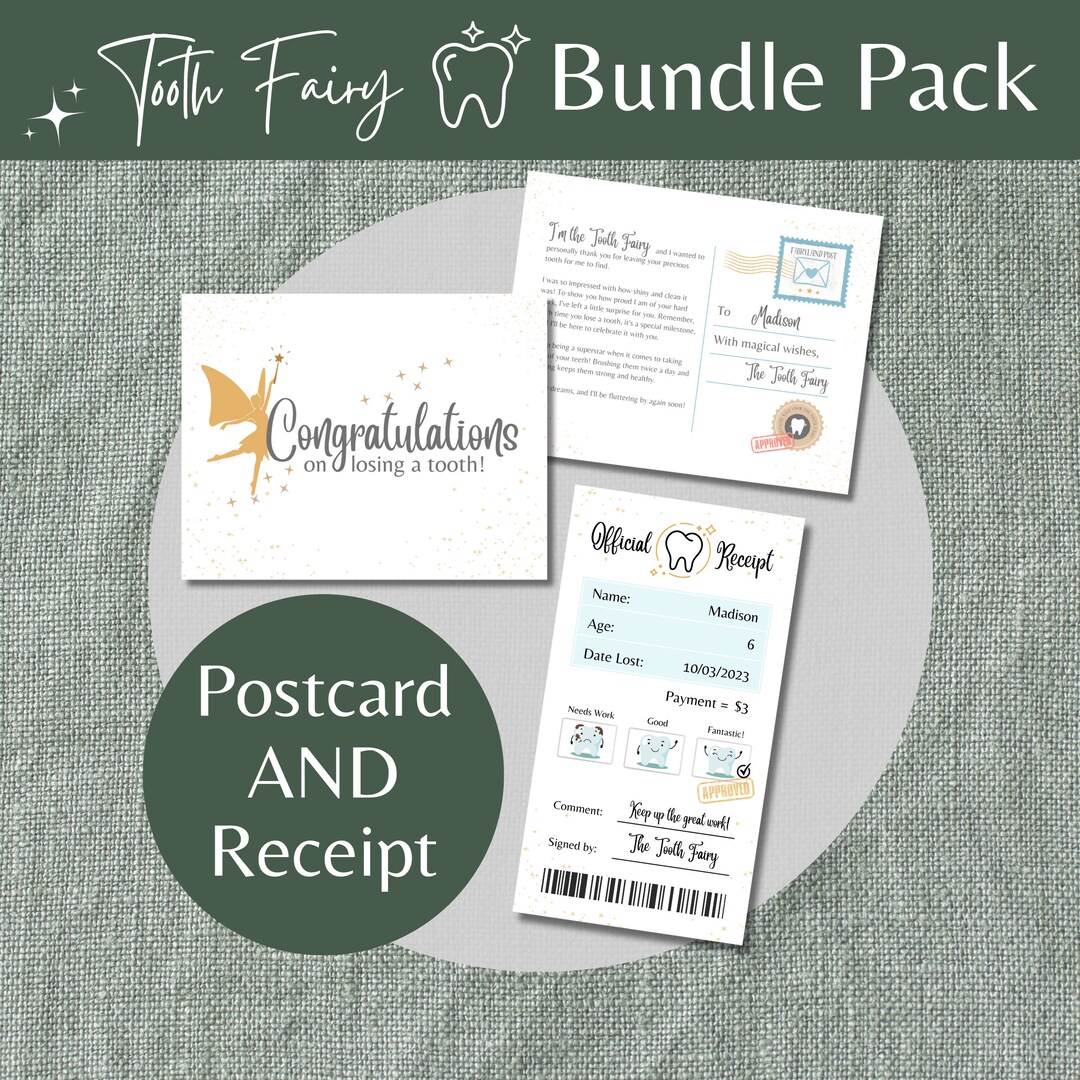 Tooth Fairy Letter AND Tooth Fairy Receipt BUNDLE for Tooth - Etsy