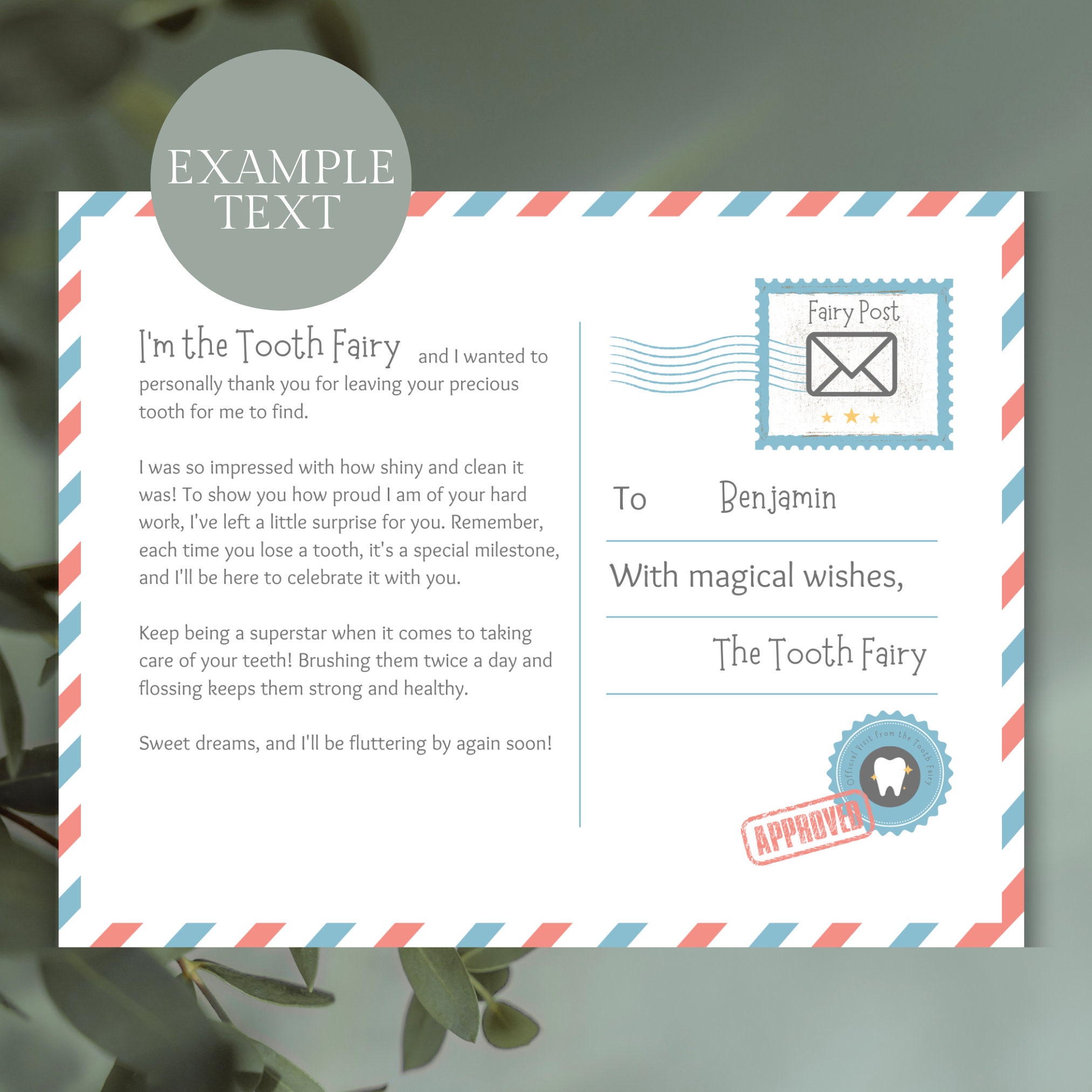 Tooth Fairy Letter Printable for Tooth Fairy Box Editable - Etsy