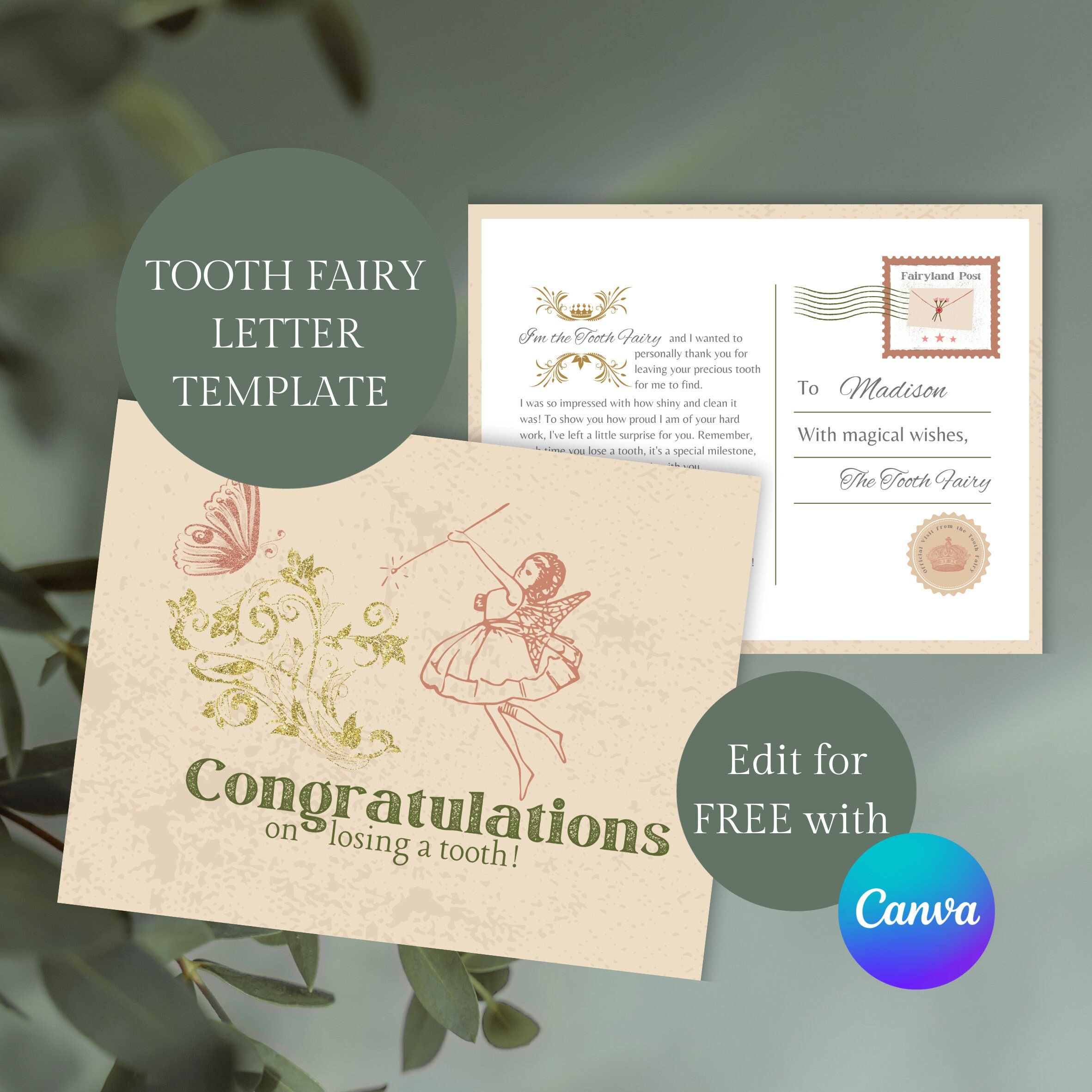 Tooth Fairy Letter Printable for Tooth Fairy Box Editable - Etsy Australia