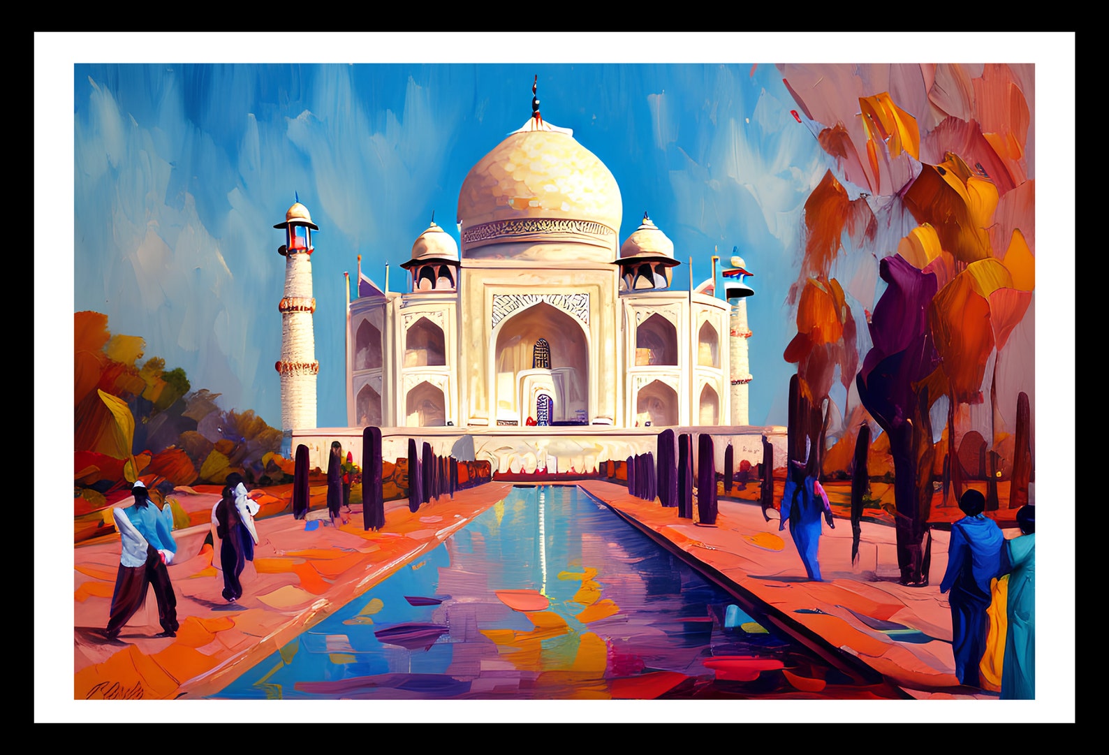 Historical Monuments, Taj Mahal, Oil Painting, Wall Decor, Room Decor ...