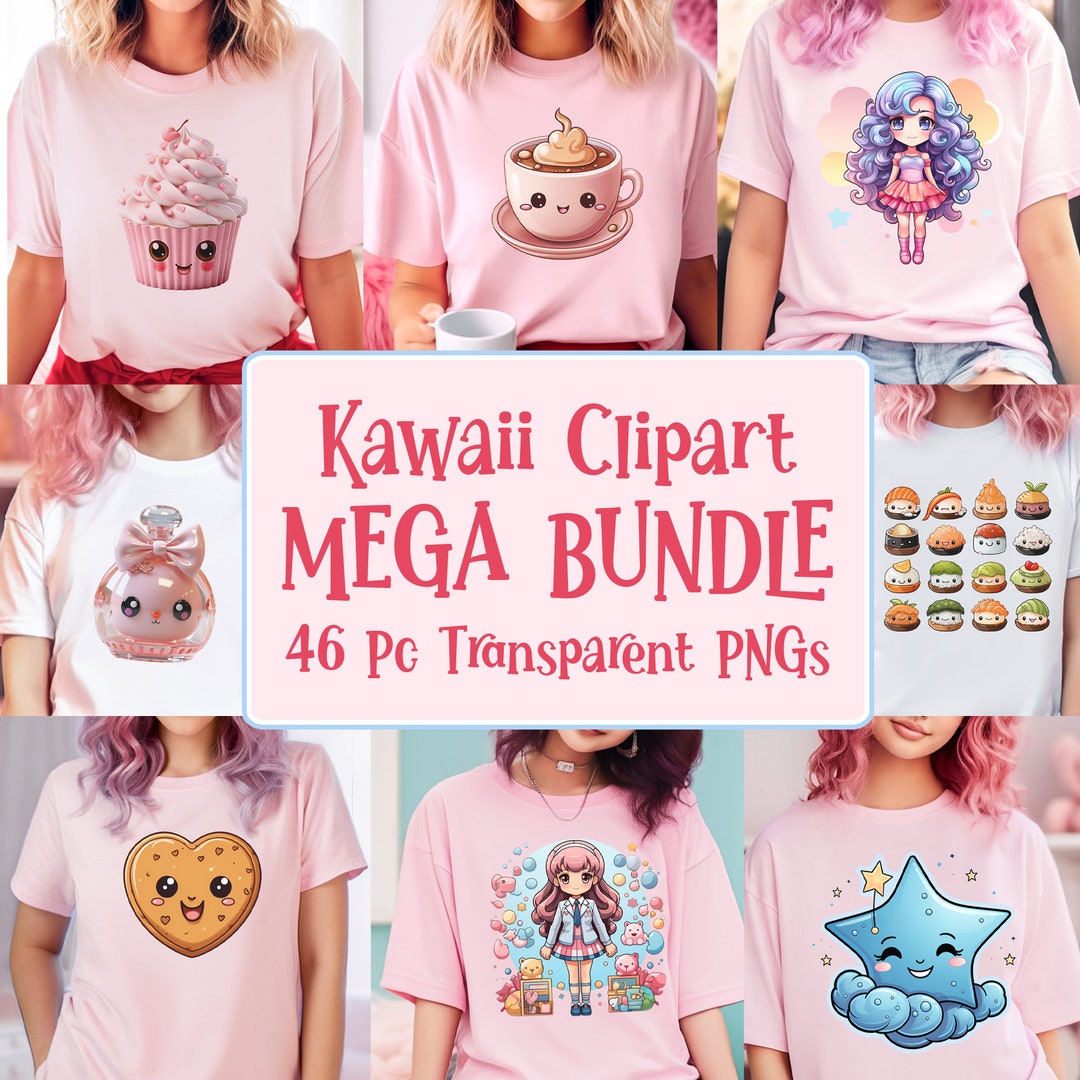 Kawaii PNG Clipart Bundle Cute Anime Sticker Digital Transparent PNG ...
