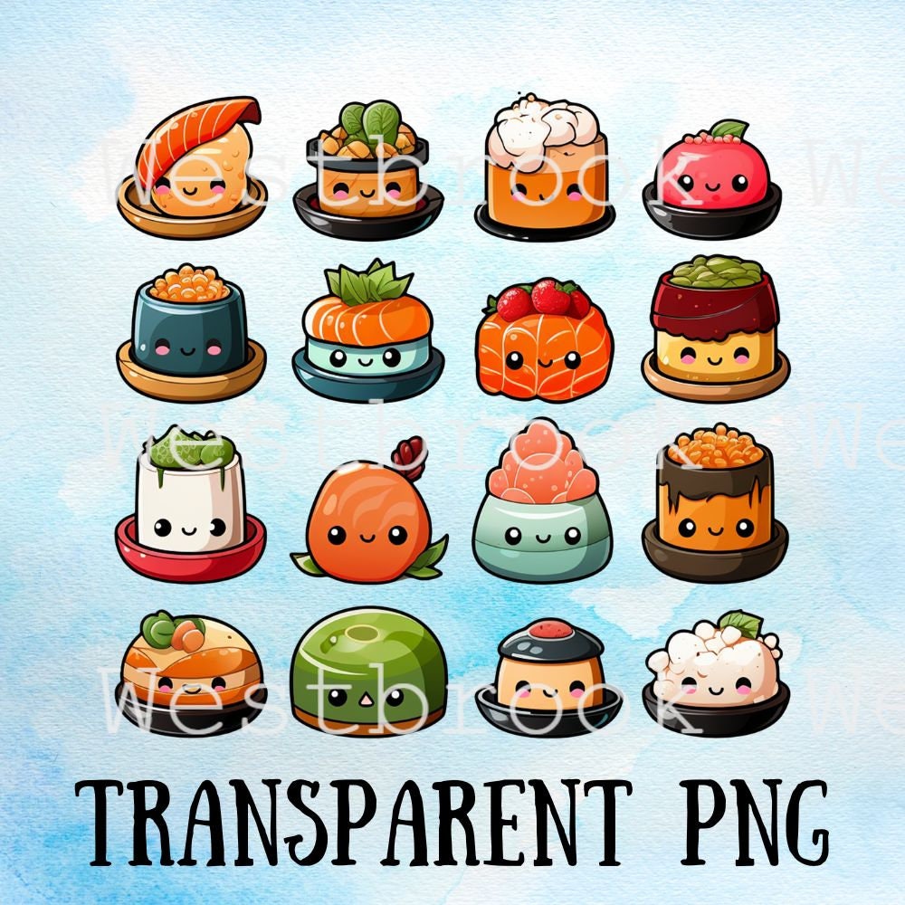 Sushi Kawaii PNG Clipart Cute Anime Sticker Digital Transparent PNG ...