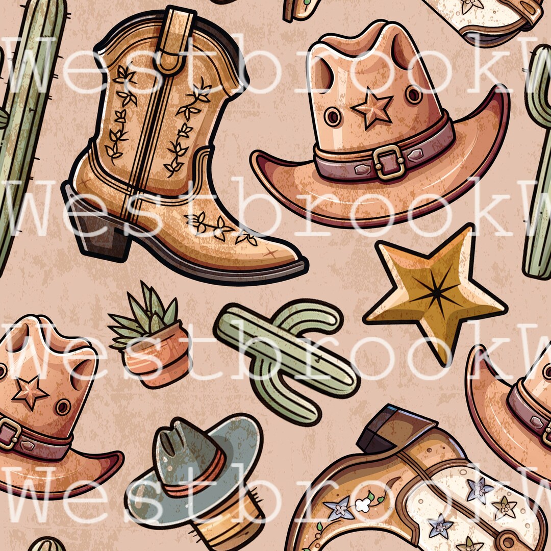 Western Cowboy Seamless Pattern Digital Print for Digital Paper and ...