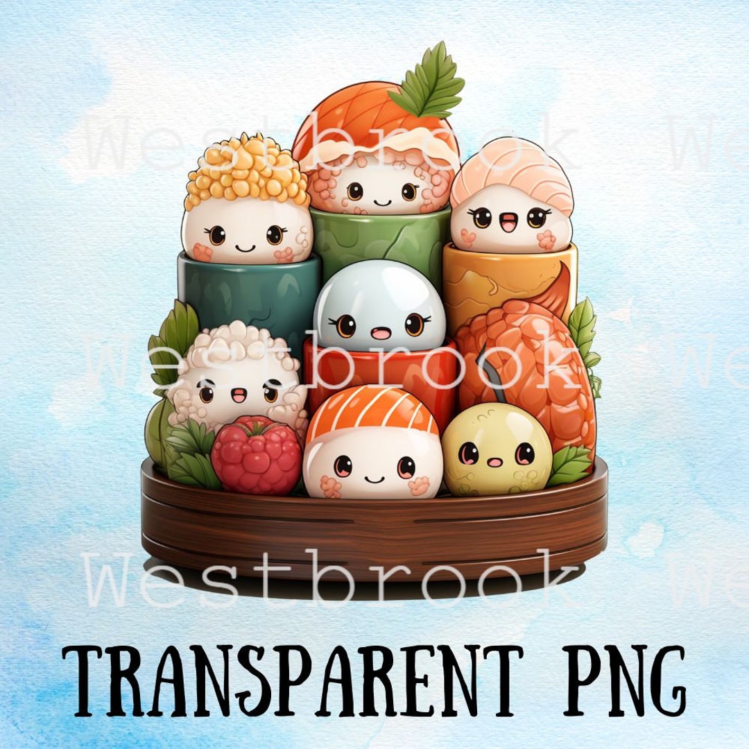 Sushi Kawaii PNG Clipart Cute Anime Sticker Digital Transparent PNG ...