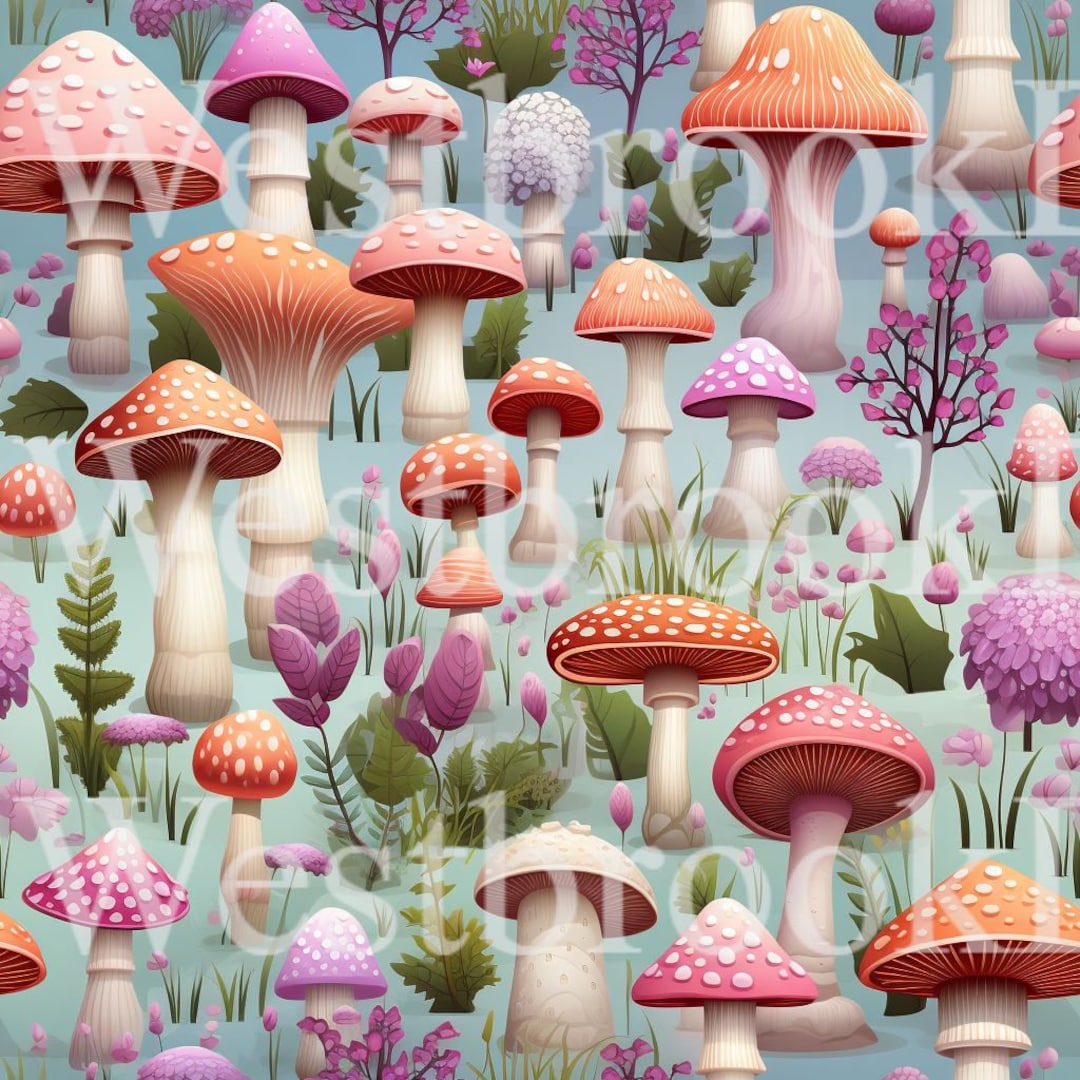 Mushroom Seamless Pattern Digital Print for Digital Paper and - Etsy