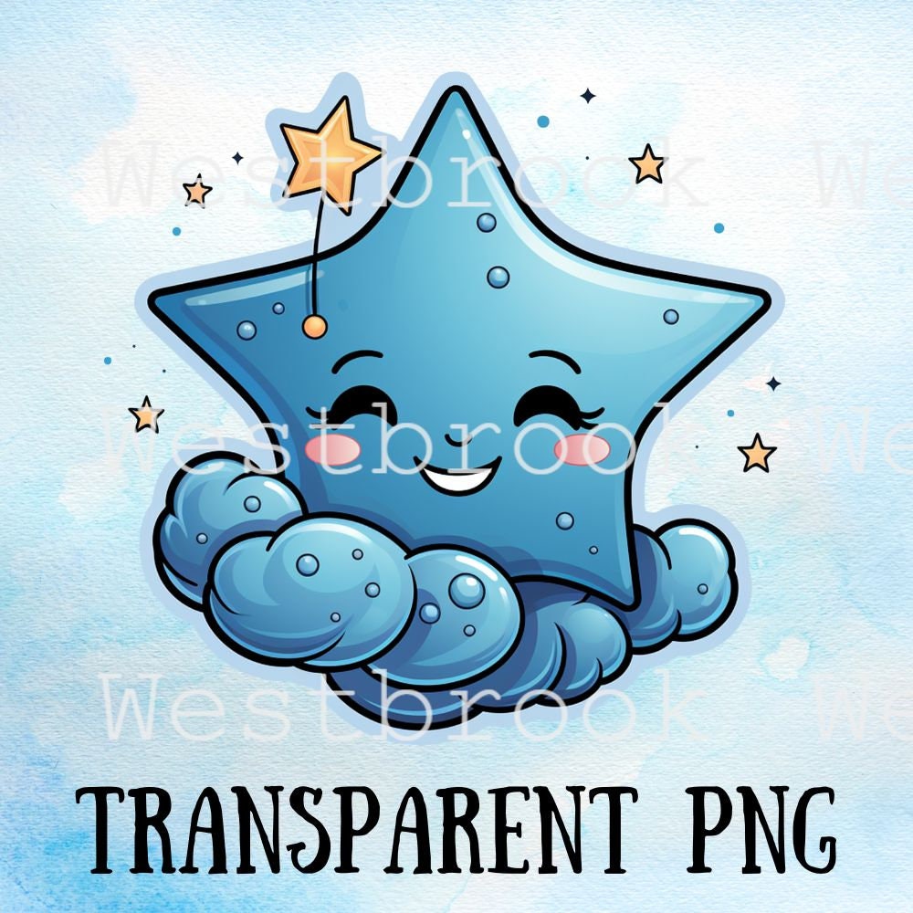 Moon and Stars Kawaii PNG Clipart Cute Anime Sticker Digital ...