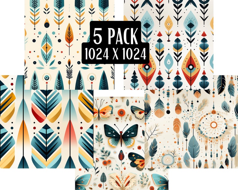 Boho Bohemian Seamless Pattern Digital Prints Sublimation Pink Boho ...