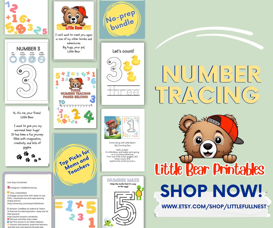 Number Tracing and Counting Activity Pages – Preschool & Kindergarten ...
