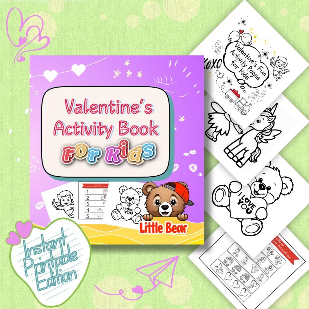 80 Printable Valentine's Day Kid's Activities Pages Valentine Party ...