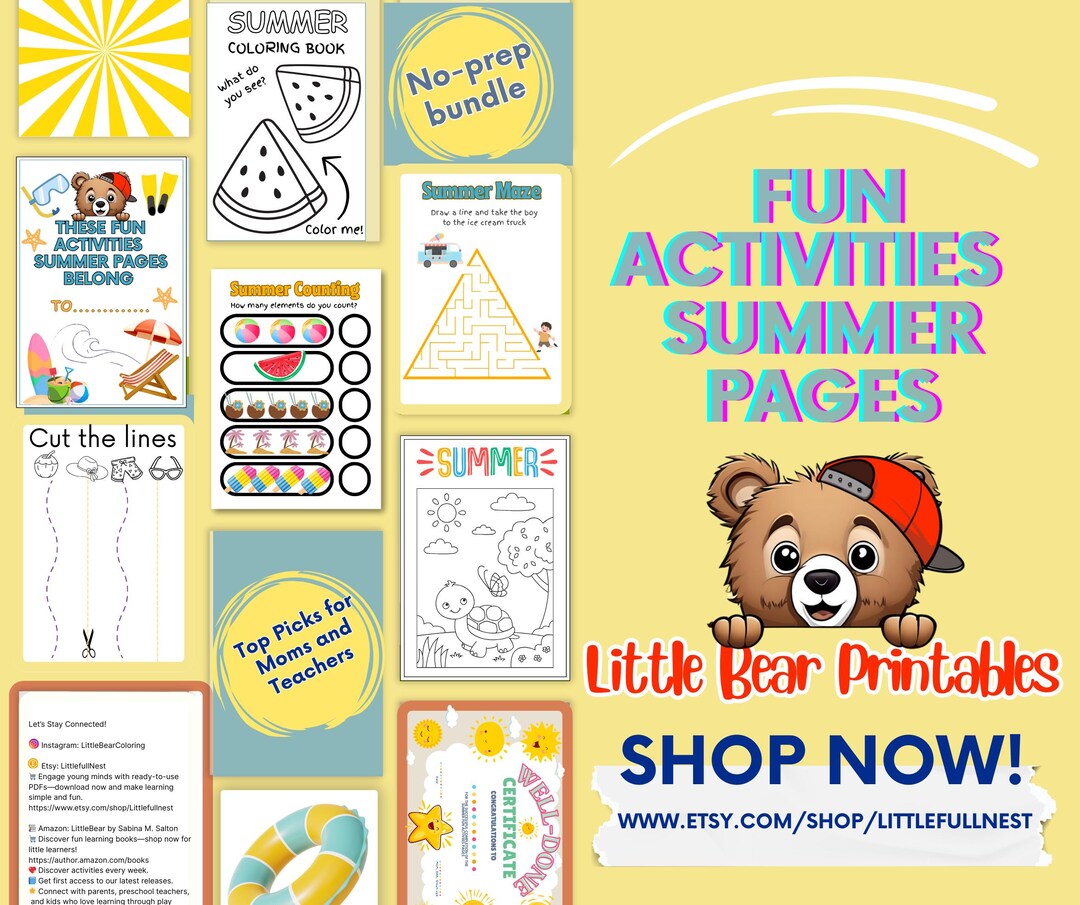 Summer Preschool Activity Bundle | 25 Printable Pages for Kids ...