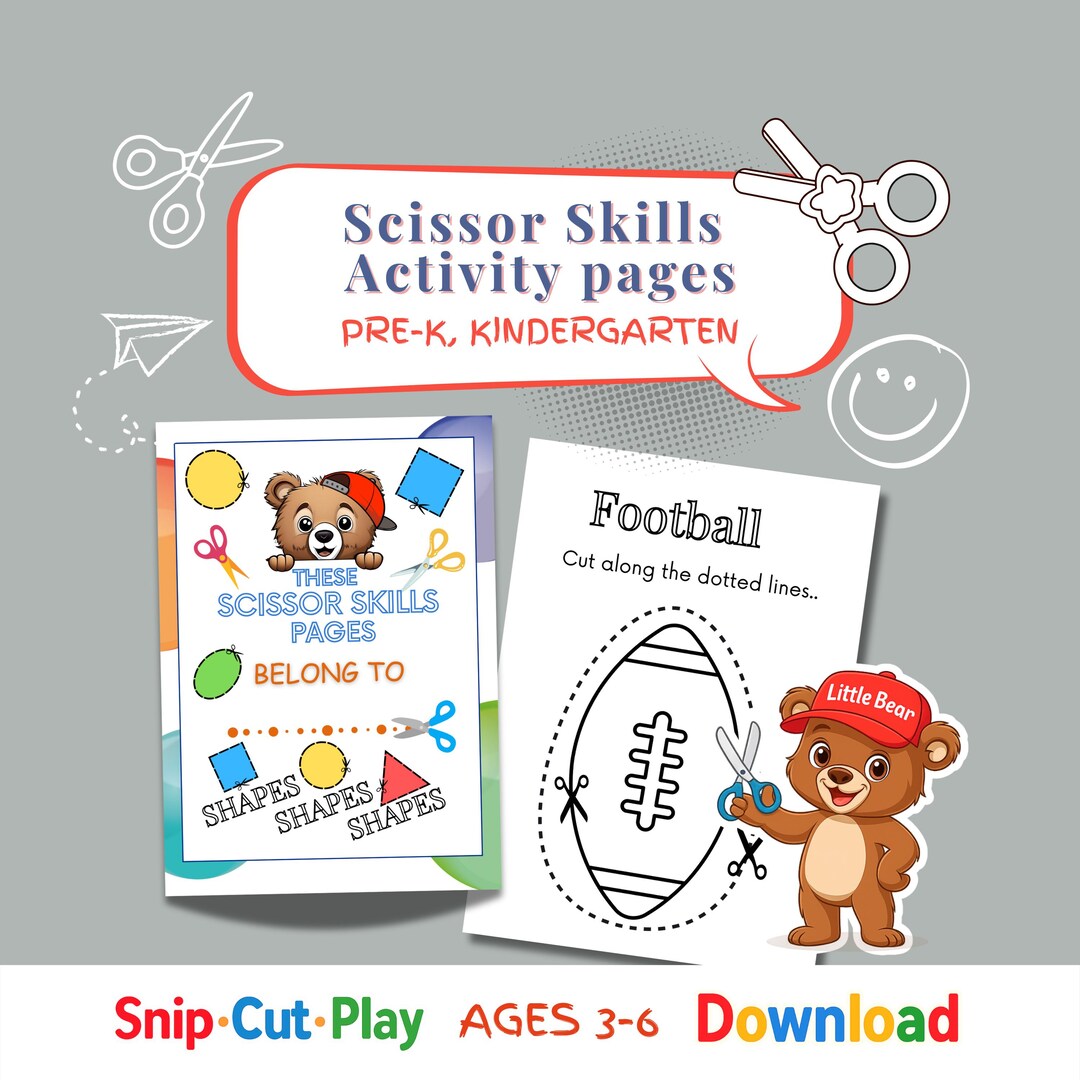 Scissor Skills Cutting Practice Printable | 26 Preschool & Kindergarten ...